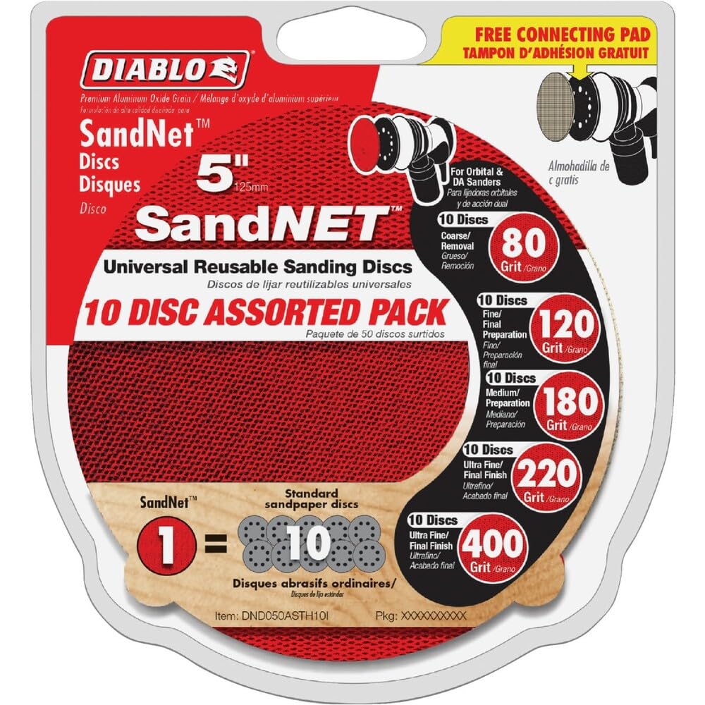 Diablo SandNet Reusable Assorted Sanding Discs with Connection Pad for ...