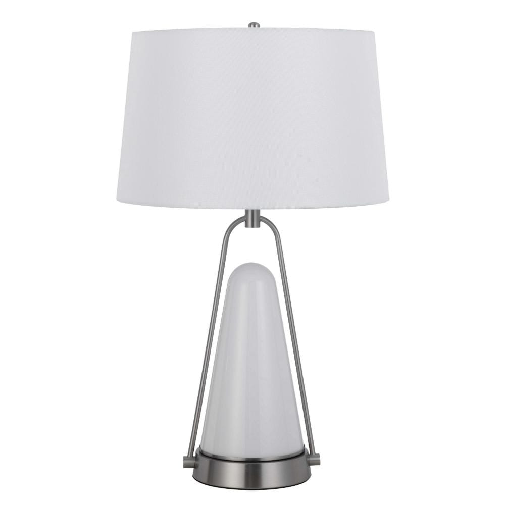 Benzara Table Lamps 28.75-in Chrome, White Rotary socket Table Lamp ...