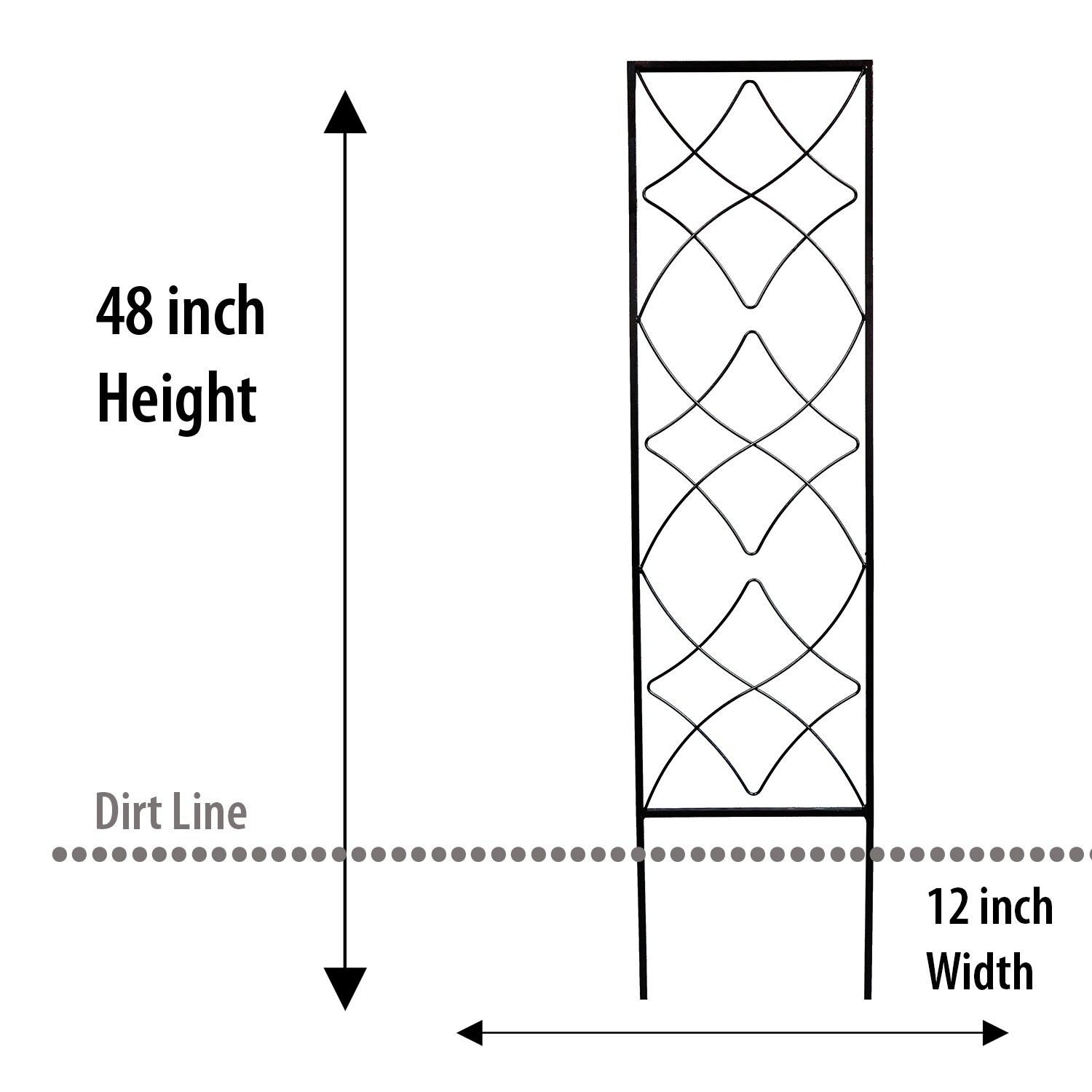 Style Selections 12-in W x 48-in H Black Steel Swirl Garden Trellis For ...