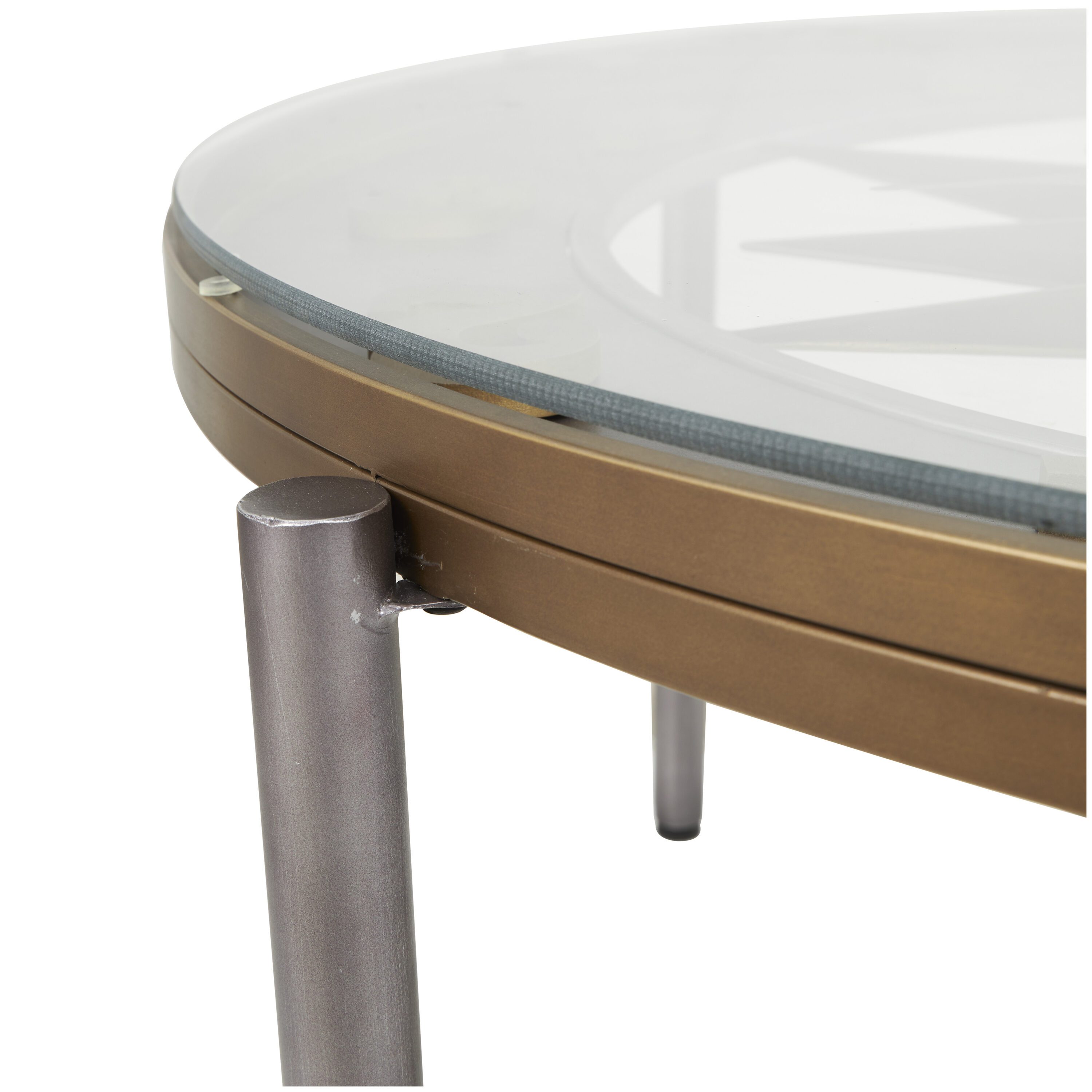 Grayson Lane 19" Silver Compass Inspired Glass Modern Coffee Table in ...