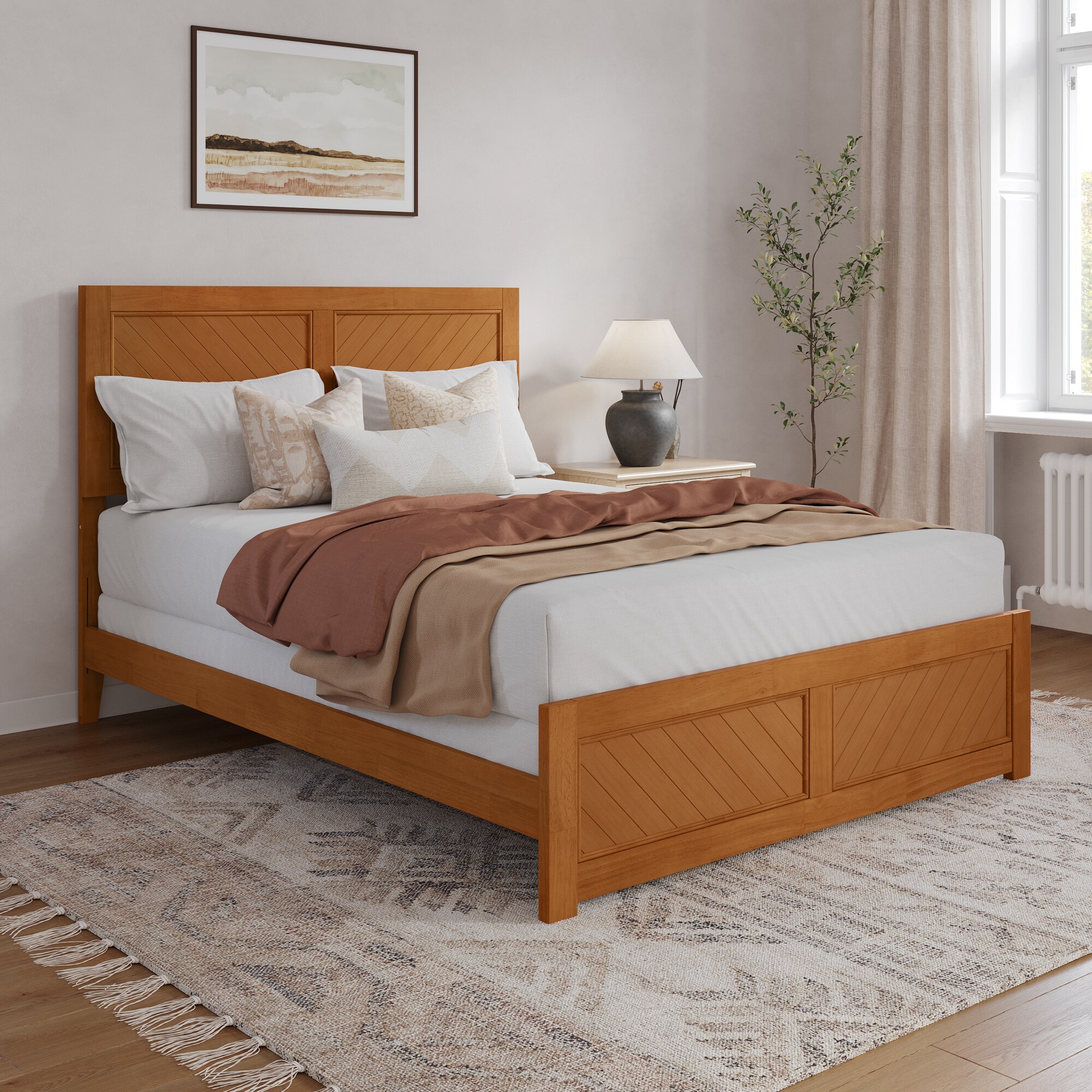 AFI Canyon Queen Foundation Bed Frame with Matching Footboard in Light ...