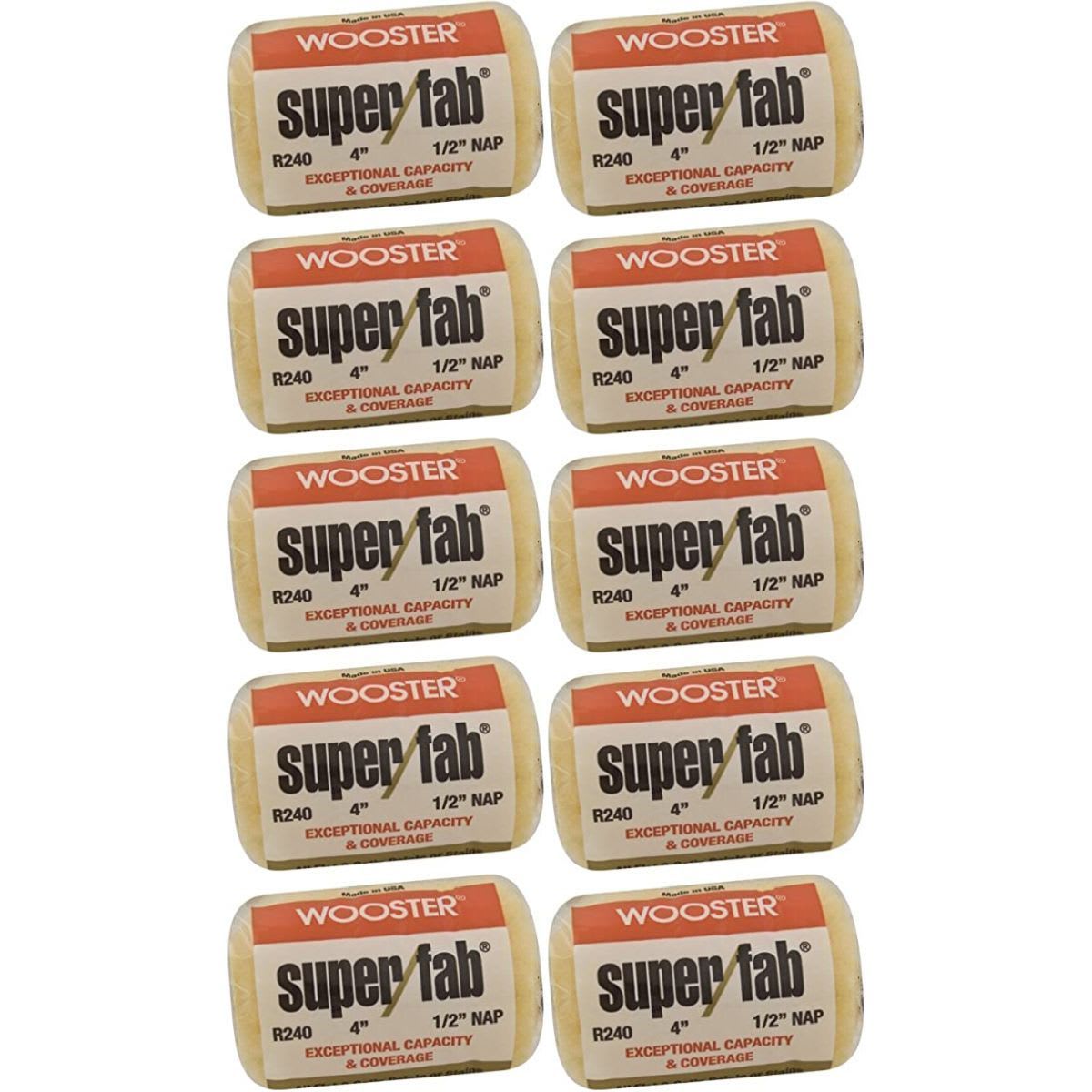 Wooster Genuine 4in Super/Fab 1/2in Nap Roller Cover 10-Pack R240-4 ...
