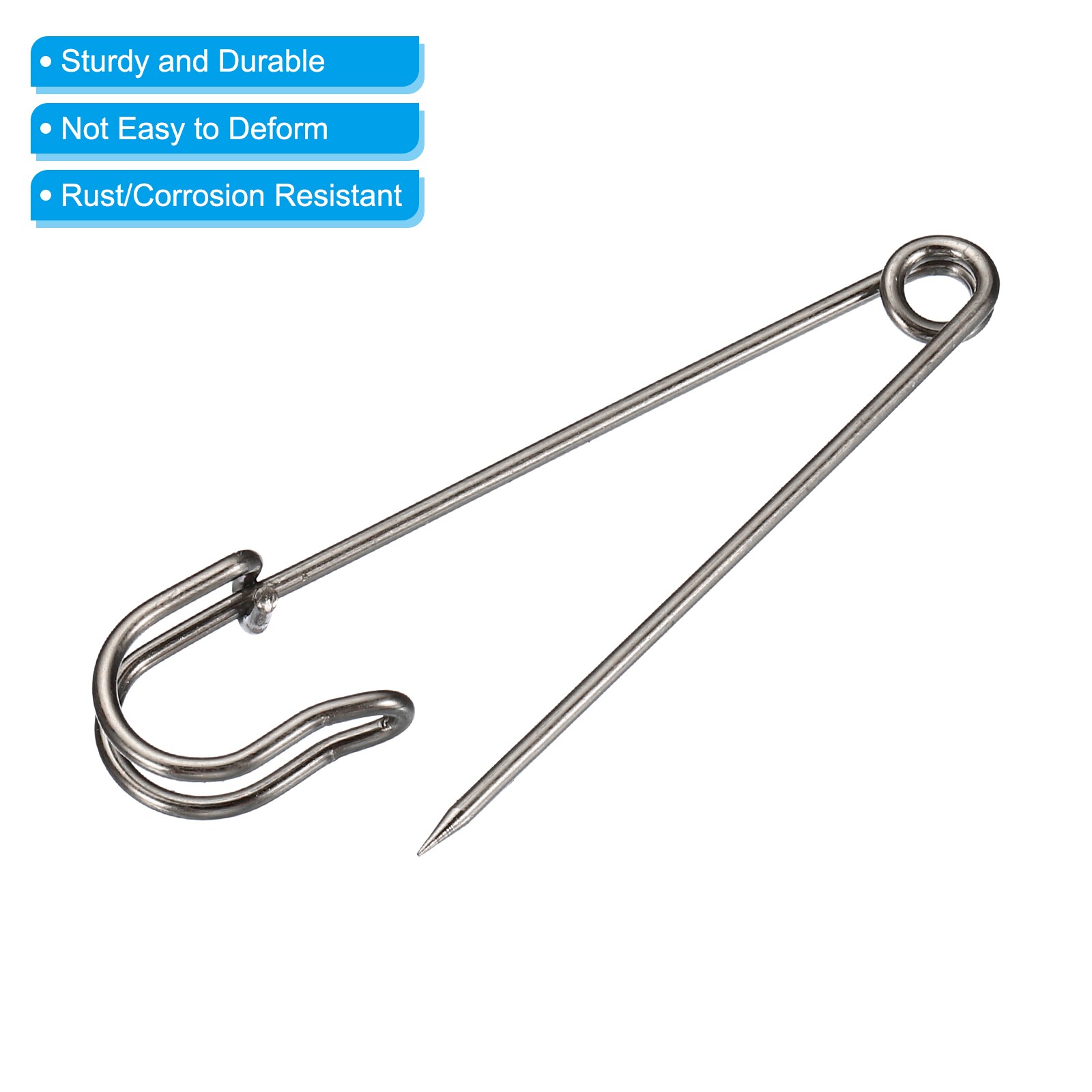 Unique Bargains Safety Pins 2.95 Inch Large Metal Sewing Pins for ...