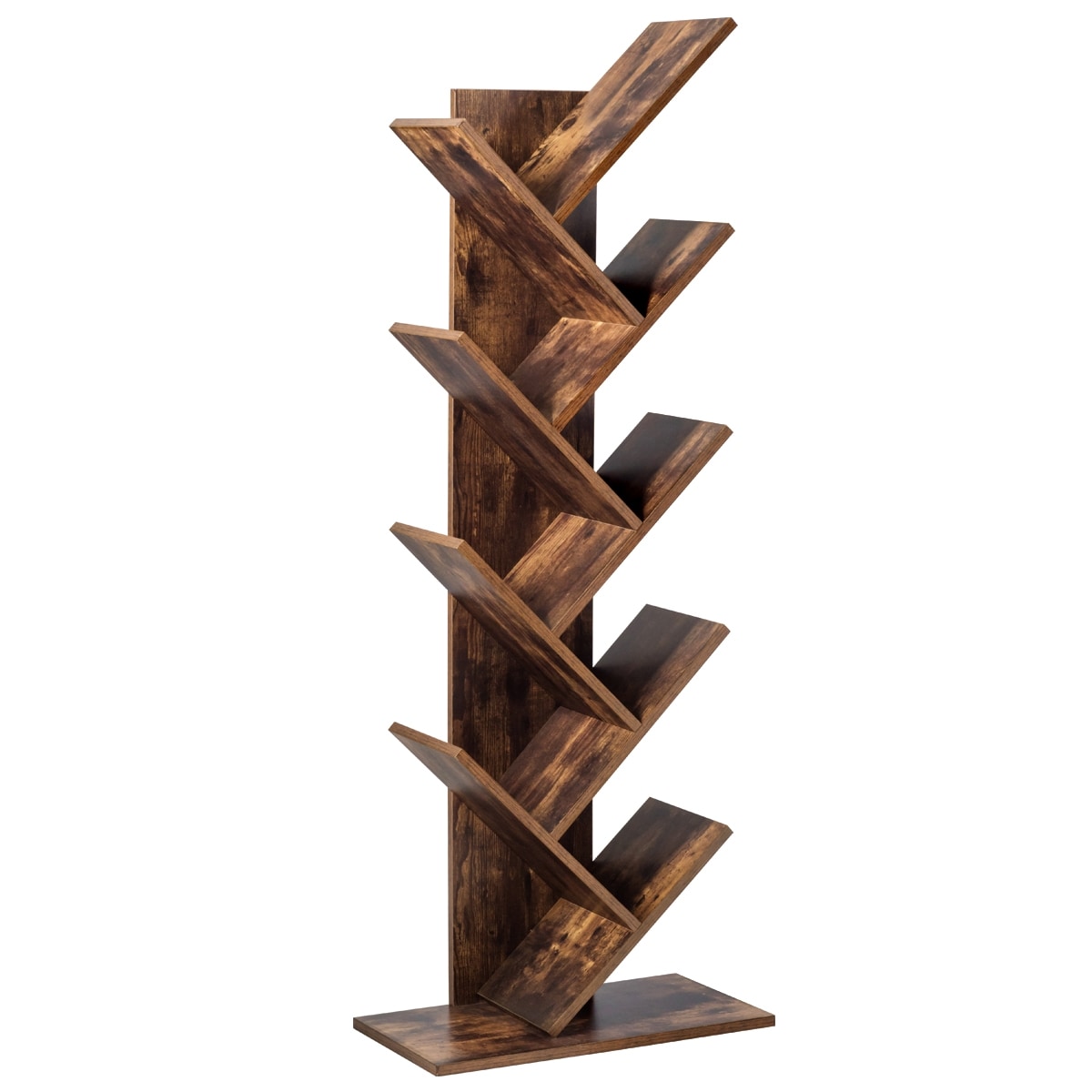 Fenbeli Tree Shape Bookshelf with Eight Shelves Vertical Book Organizer ...