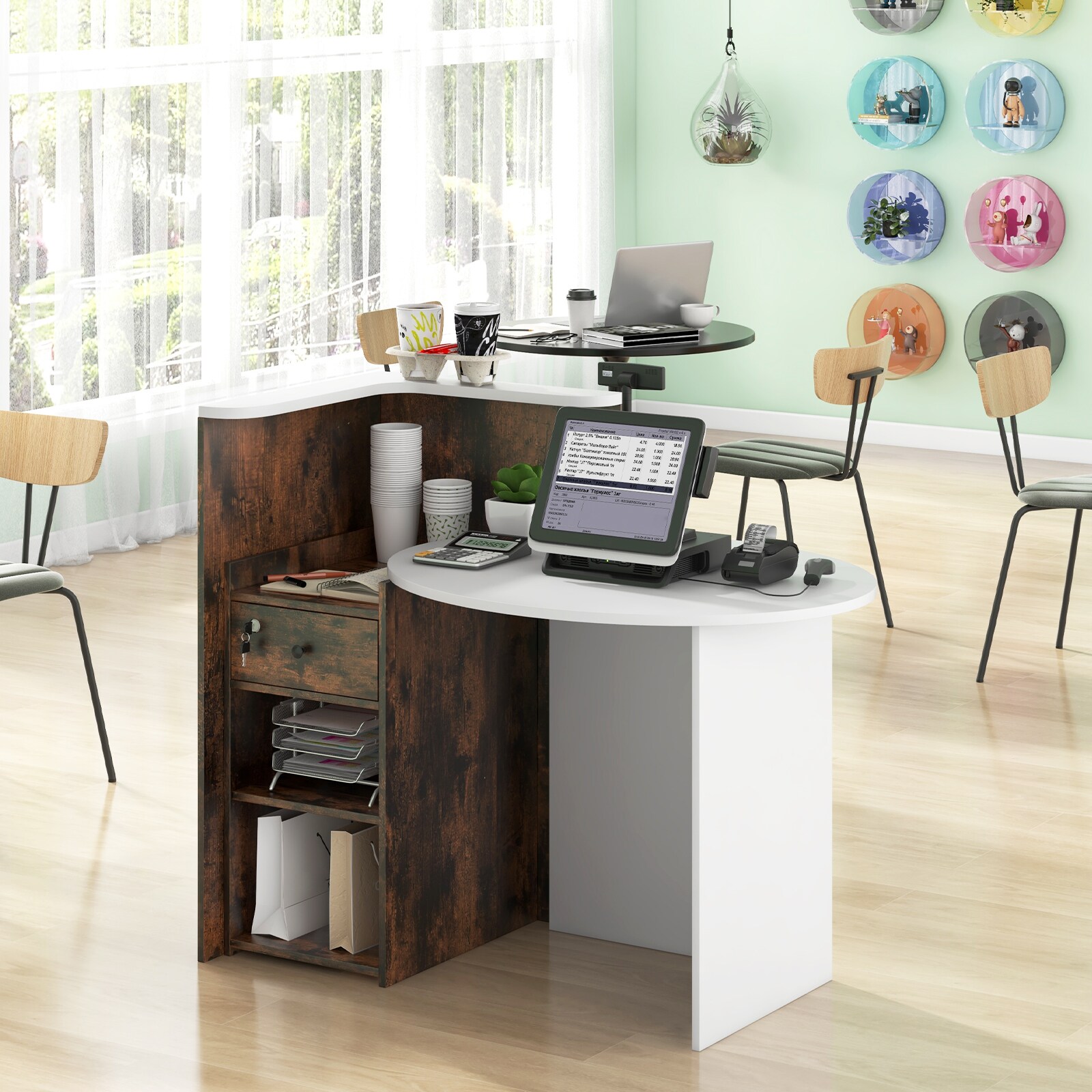 Slickblue 48 Black and White/Rustic Brown/Brown and White/ White Office ...