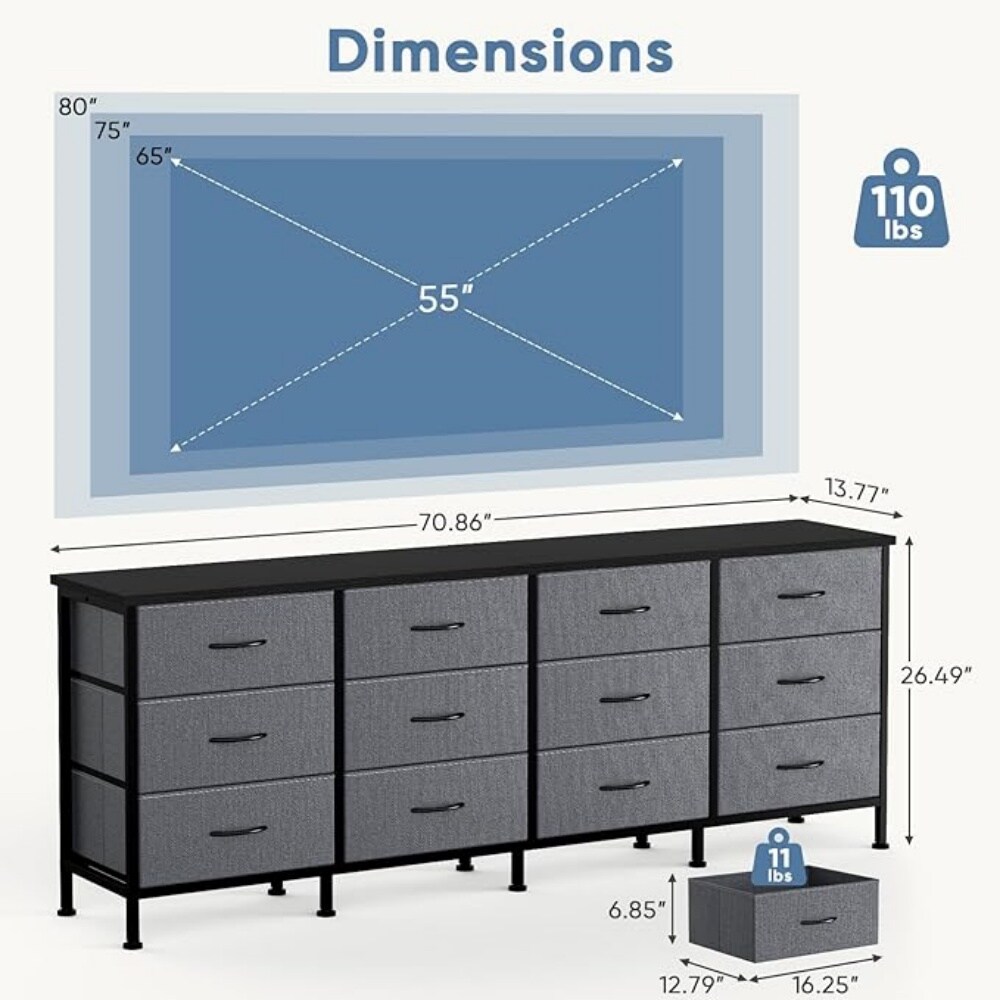OOU TV cabinet has storage function dressing table has 12 drawers media ...