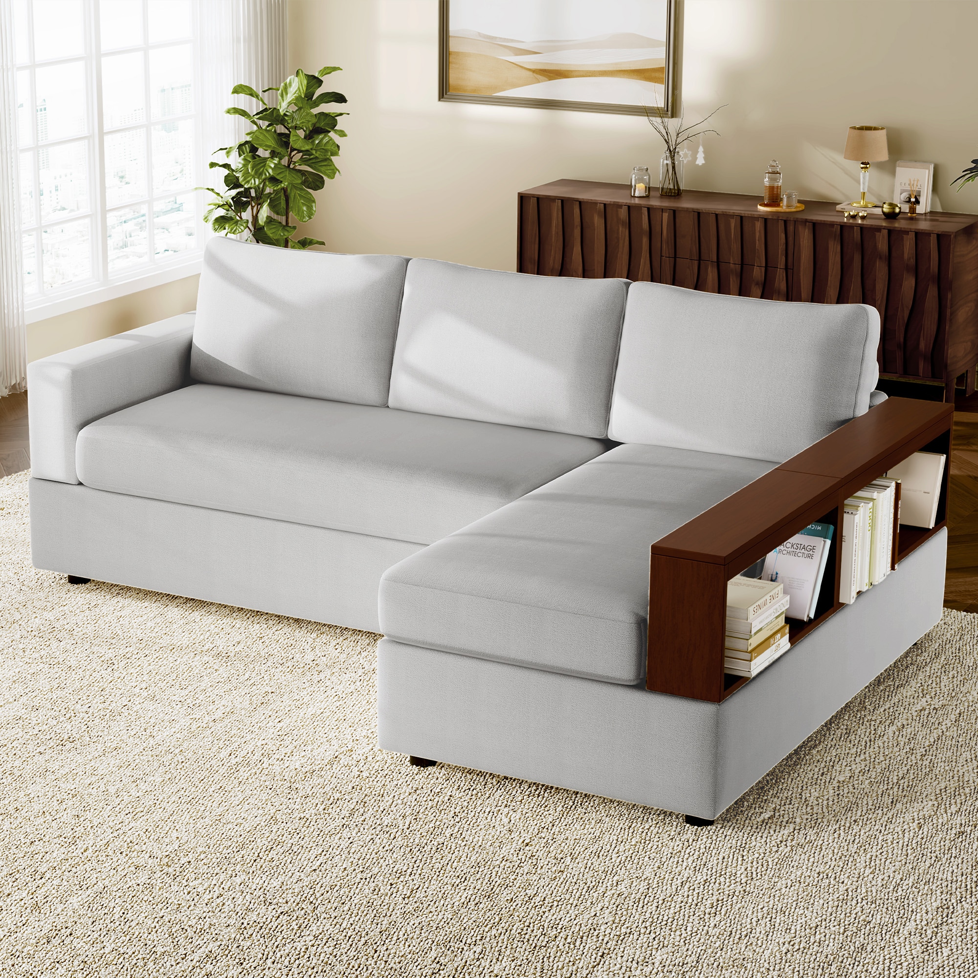 Christopher Knight Home 87.4 Inch Sectional Sofa Upholstered Sofa Couch ...
