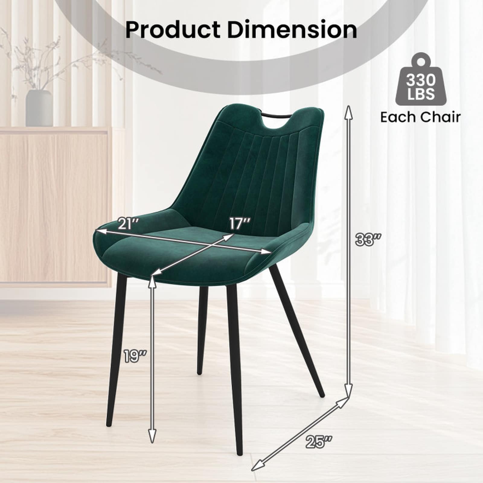 SUGIFT Set of 4 Faux Leather Dining Chairs with Curved Back and Metal ...