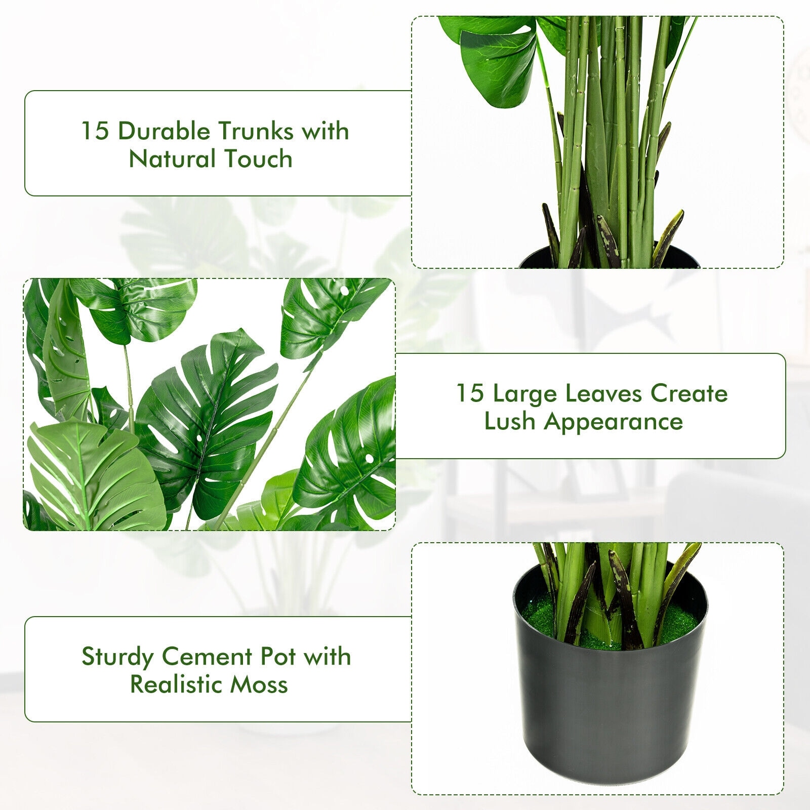 60-in Green, Black Indoor Monstera Artificial Tree 050-1HZ10 at Lowes.com