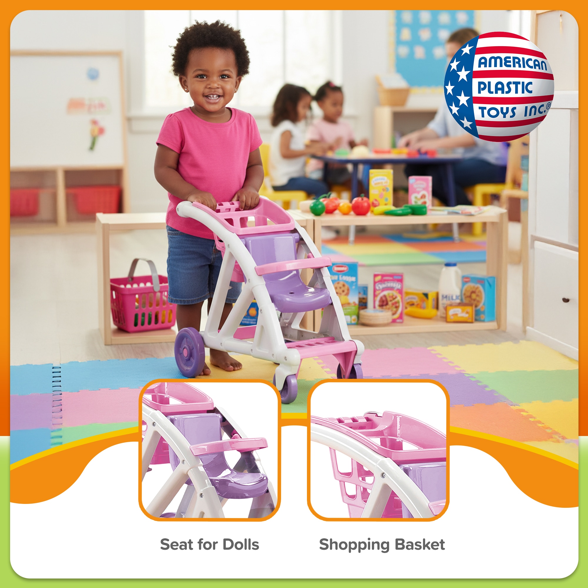 American Plastic Toys Shop with Me Stroller for Toddler and Kids Ages 2 ...
