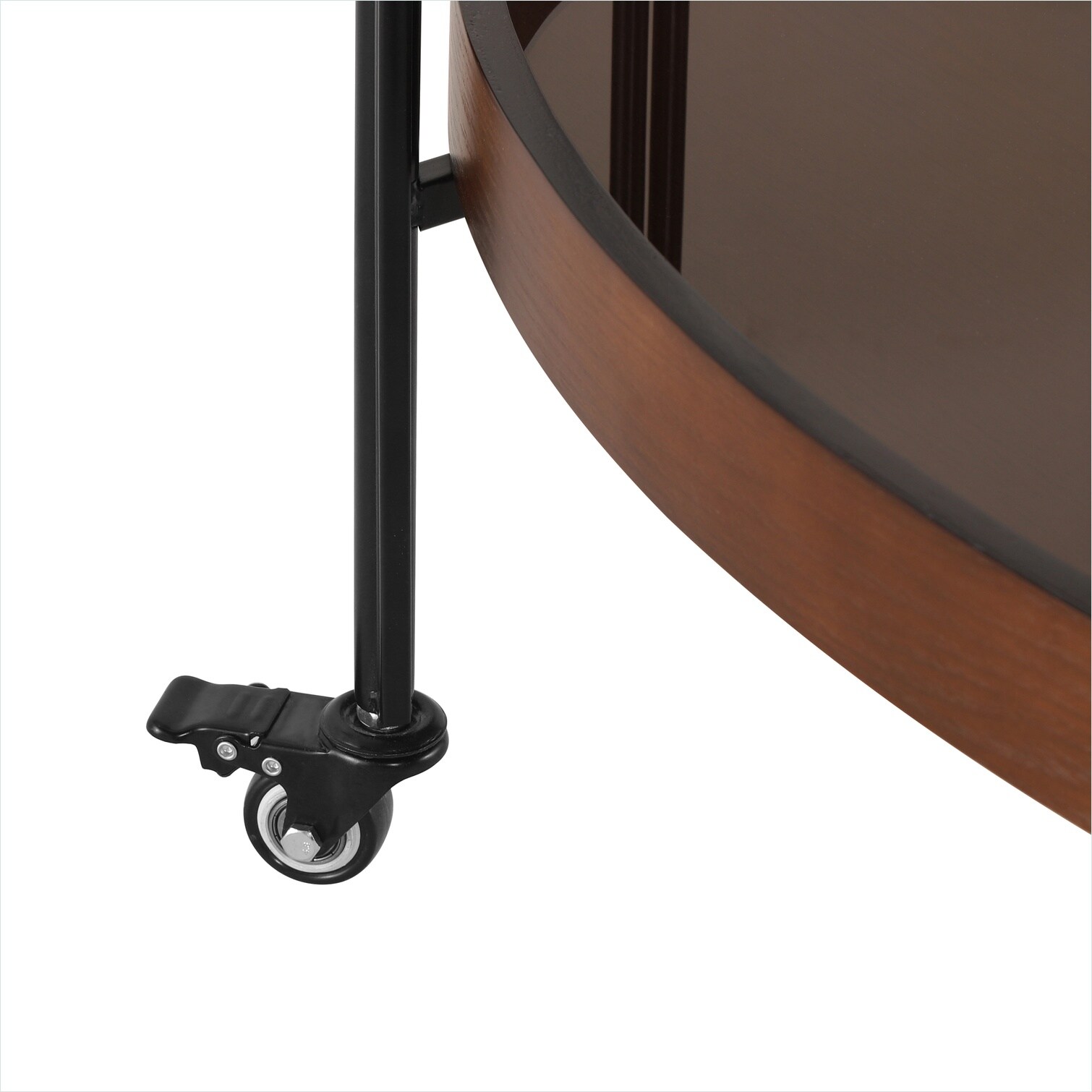 Watnature Bar Cart with Sleek Black Frame and Dark Walnut Finish Two ...