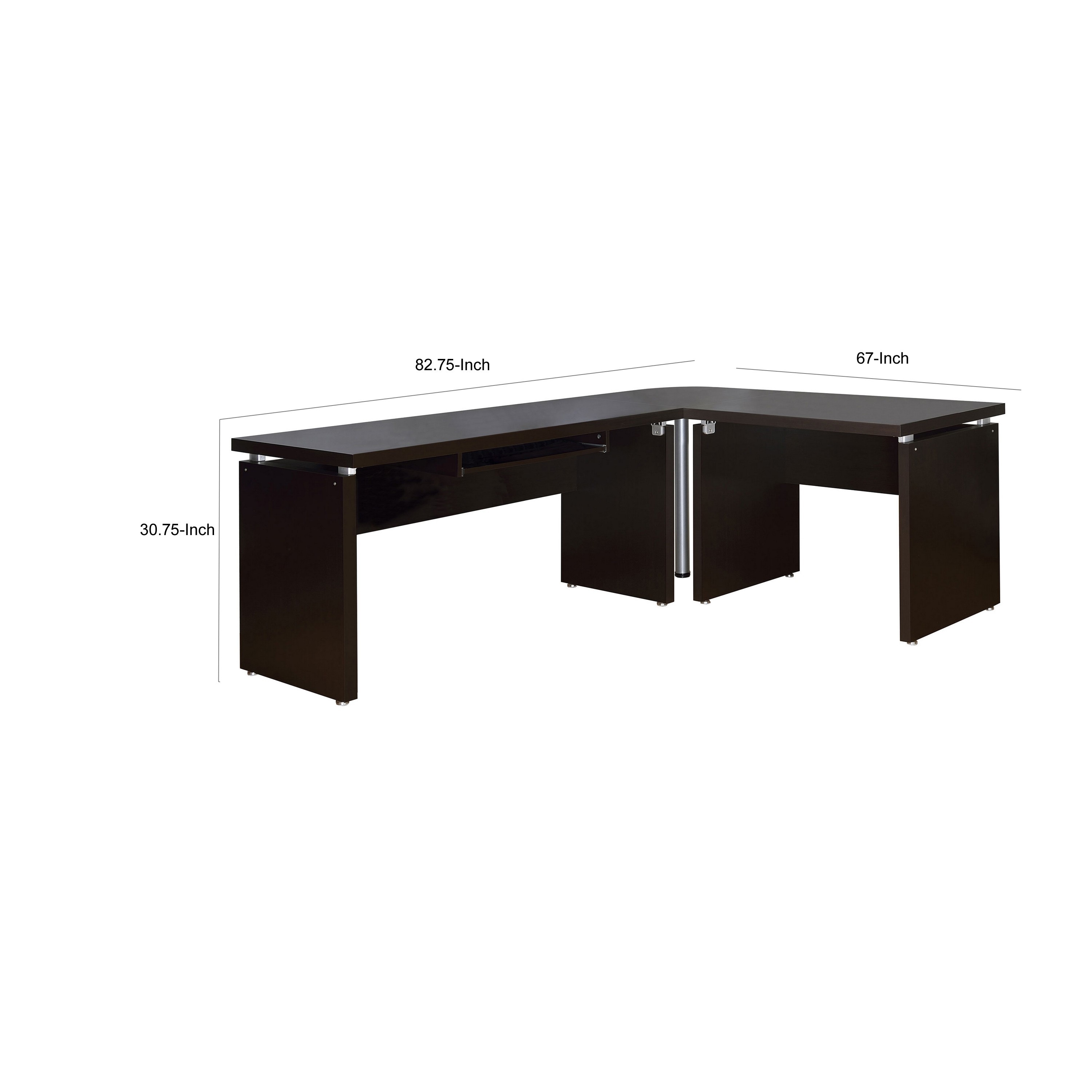 Benzara Niti 82.75 in LShape Brown Wood Writing Desk with Slide Out ...