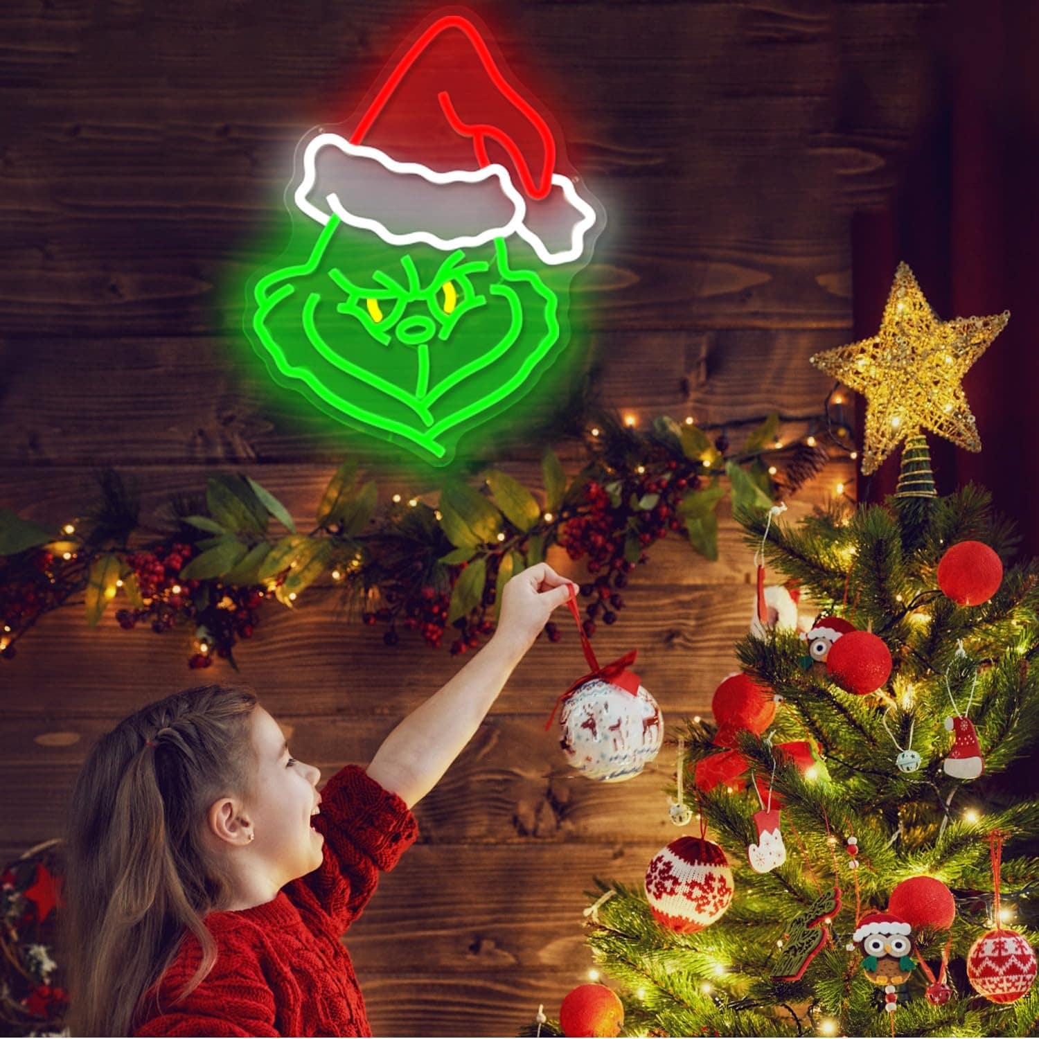 Lukvuzo Christmas Neon Sign LED Light Up Cartoon Wall Decor for Home ...