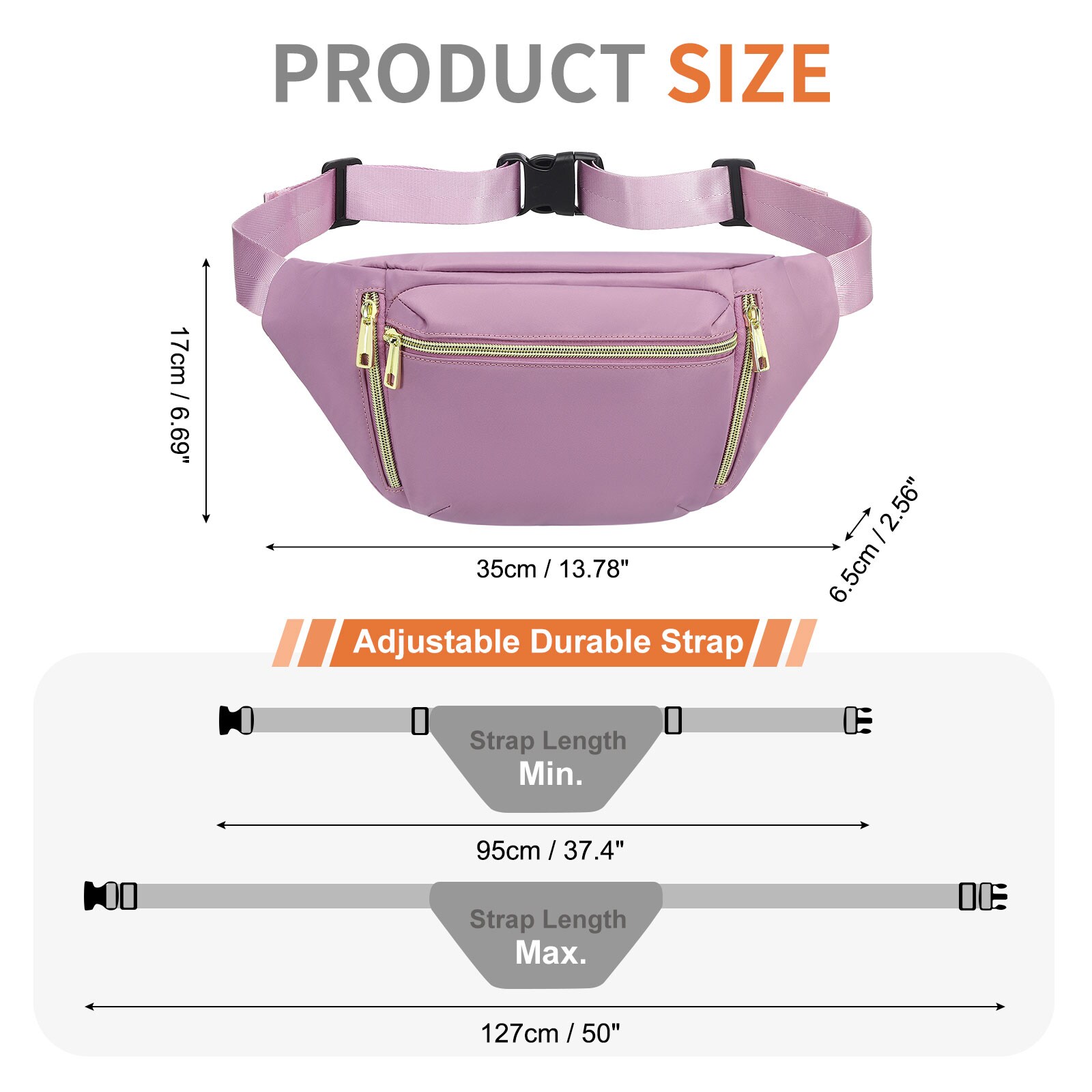 Unique Bargains Crossbody Fanny Pack with 5-Zipper Pockets Waterproof ...