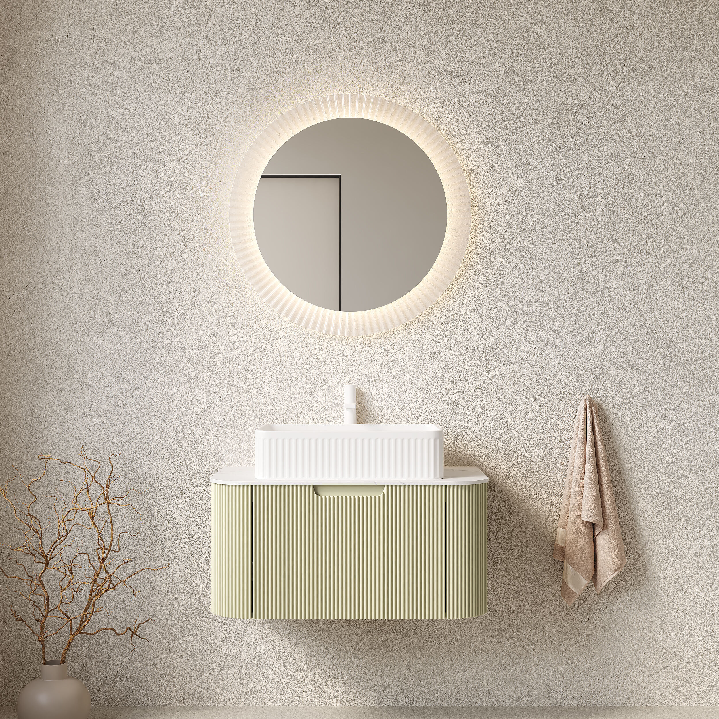 LOVMOR Light Green 30-inch Plywood Single Sink Bathroom Vanity White ...