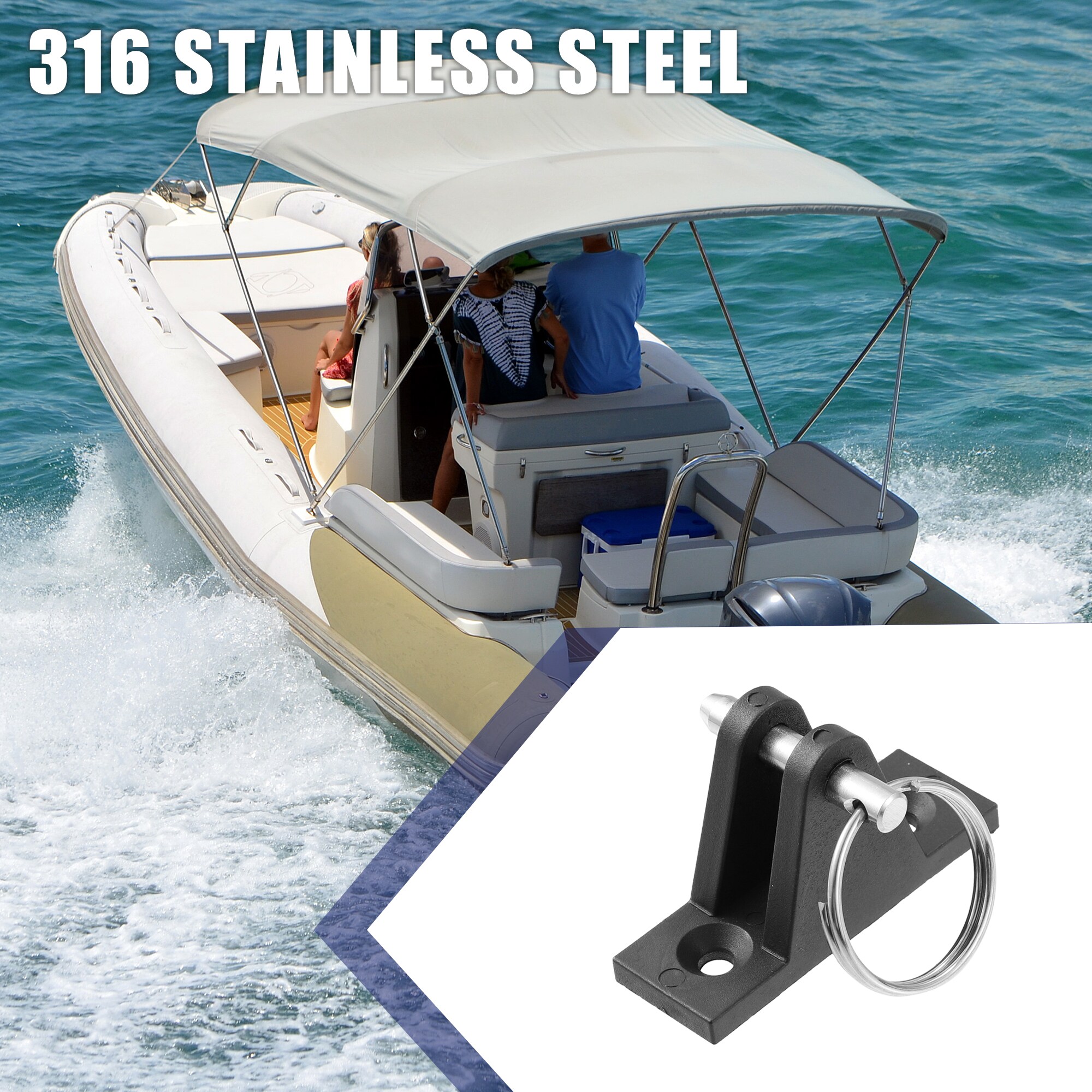 Unique Bargains 4pcs Nylon Deck Hinge with Pin and Ring for Bimini Boat ...