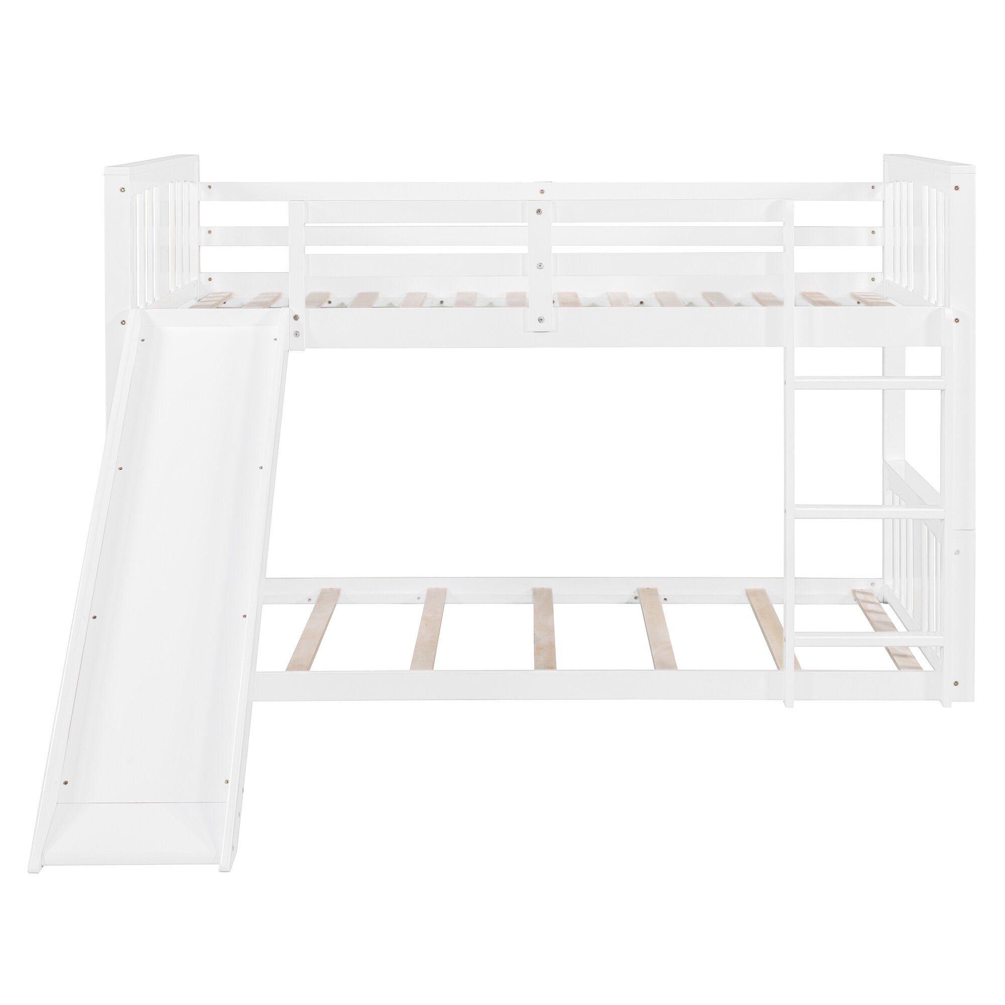 LUXEYARD Twin Over Twin Bunk Bed with Slide and Ladder White in the ...