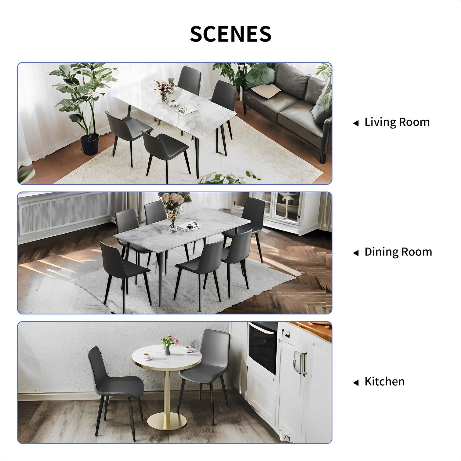 Naturefalls Two-Piece Dining Chair Set with Slate Gray Faux Leather and ...