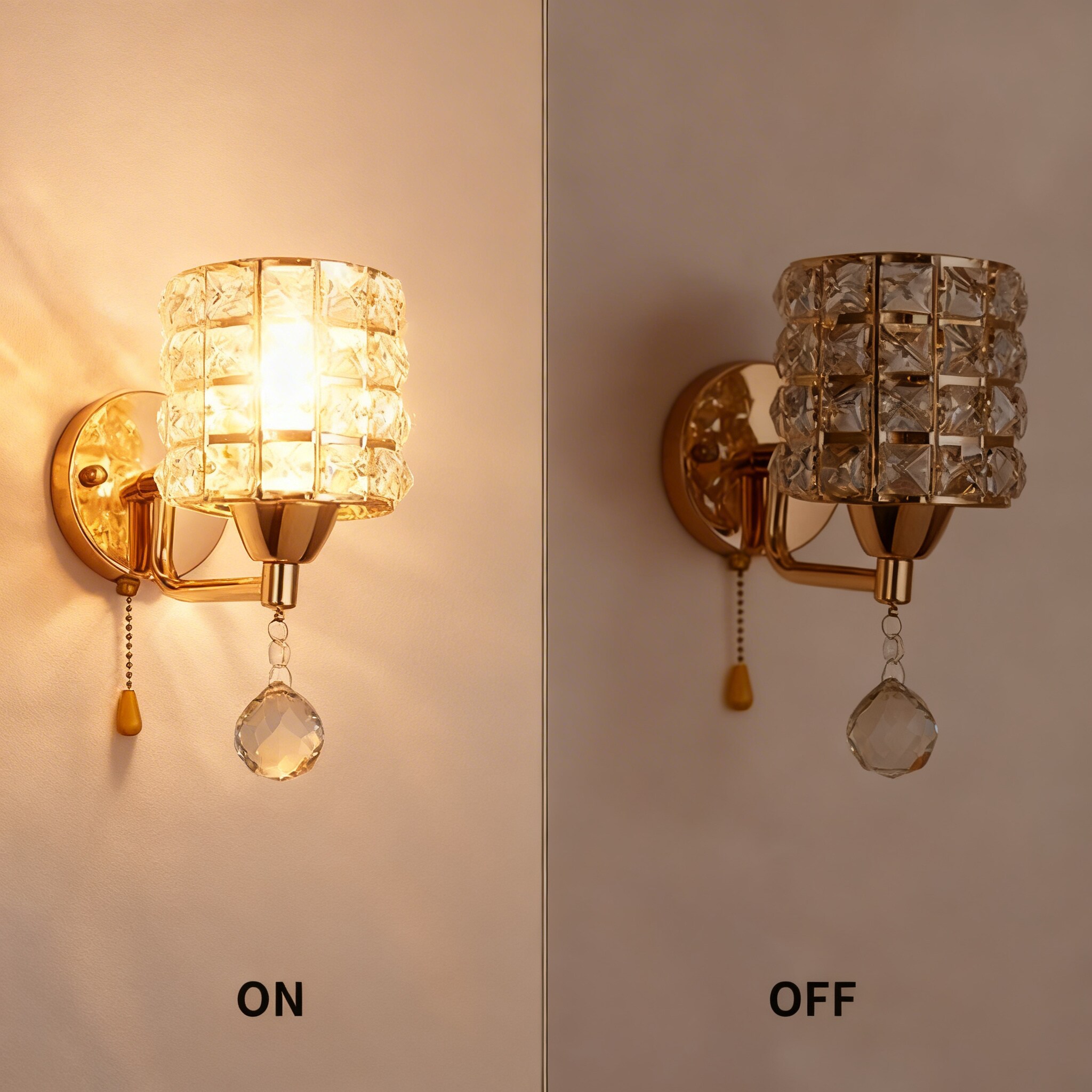 OMOMMD Modern Luxury Crystal Wall Sconces Set Of 2 Hardwired E26 Socket ...
