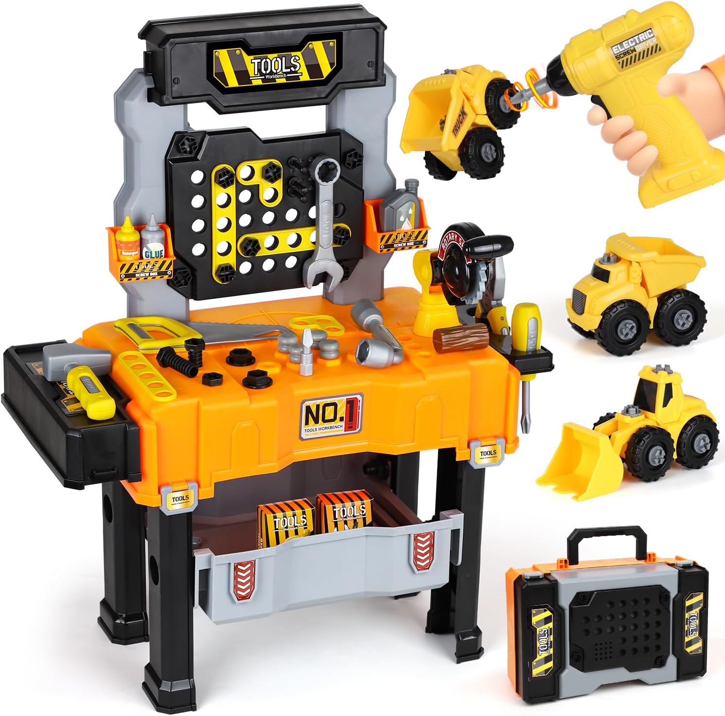 Aoibox Kids Tool Bench 2 in 1 Workbench and Toolbox Set with Electric ...