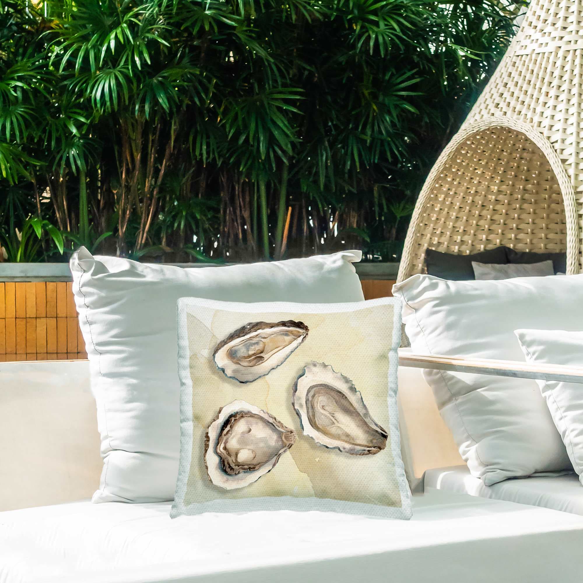 Stupell Industries Beige Oyster Trio Outdoor Printed Pillowdesign by ...