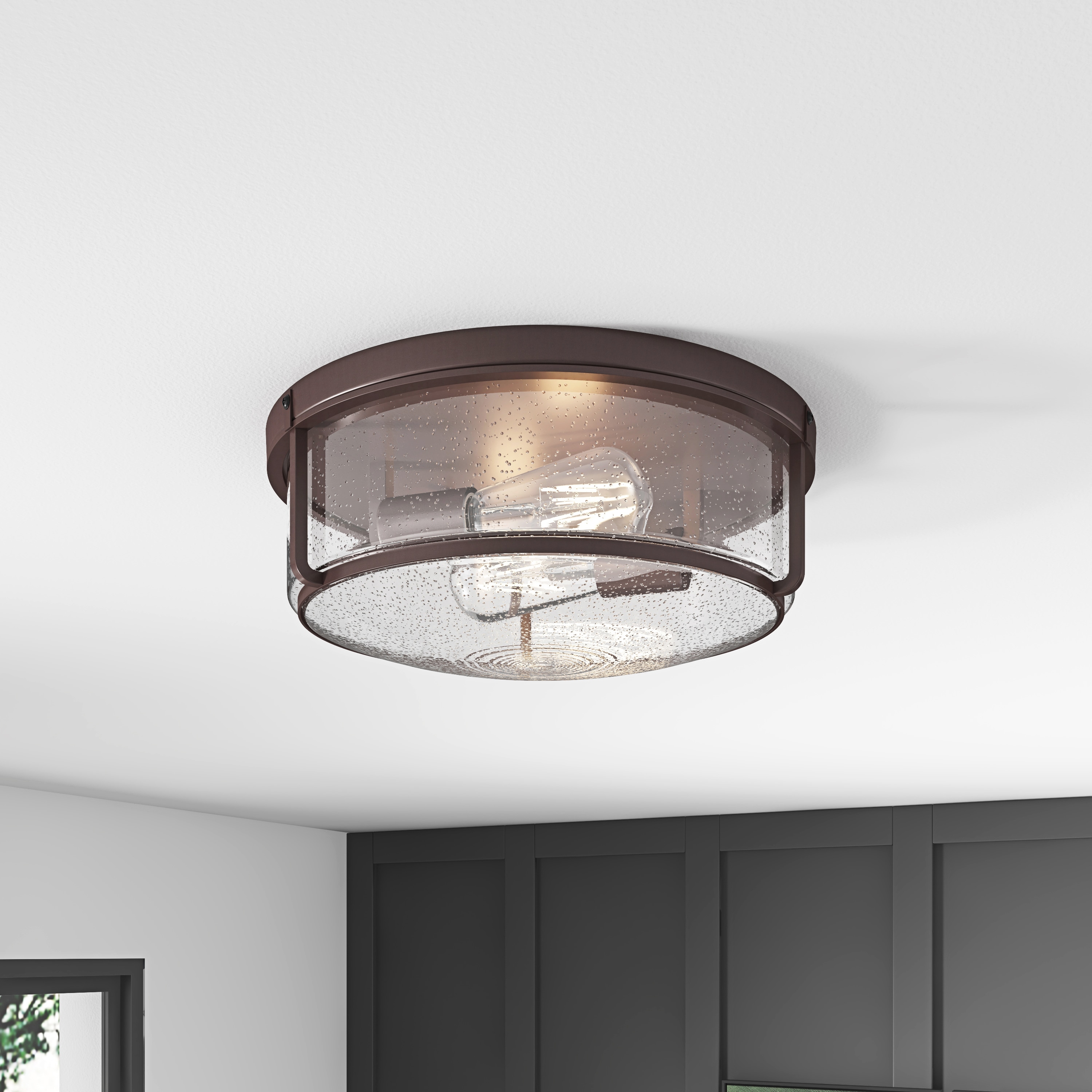 Aiwen 2-Light 14.17-in Bronze Led, Flush Mount Light C-NW-CL85764 at ...