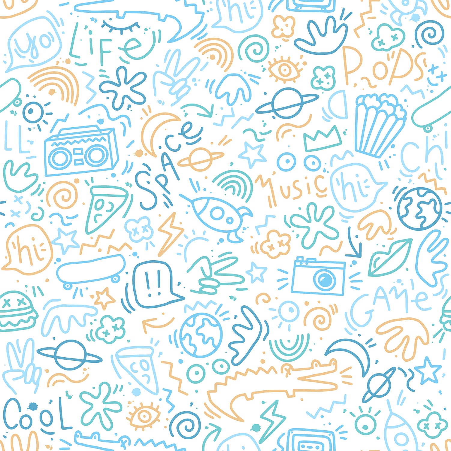 Veer Decor Doodle Blue Wallpaper in the Wallpaper department at Lowes.com
