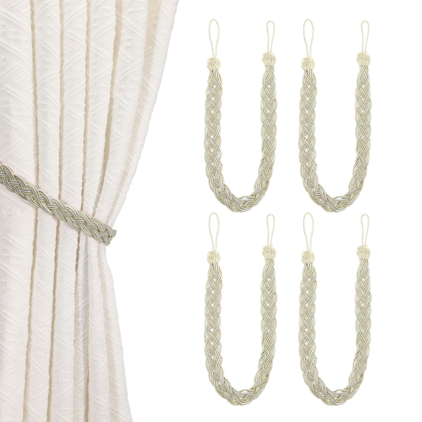 Unique Bargains 4pcs Curtain Tiebacks 56cm/22 Inch Braided Drapery ...