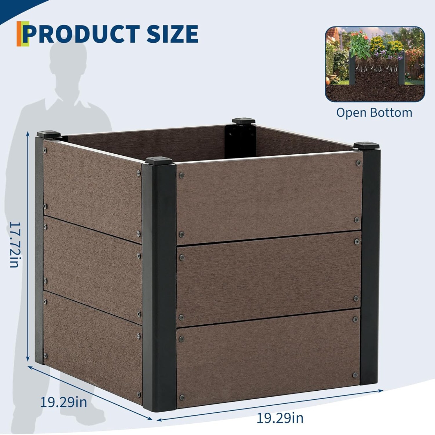 Aoile 19.29 Inch Raised Flower Beds Outdoor for Vegetables/Herbs (Open ...