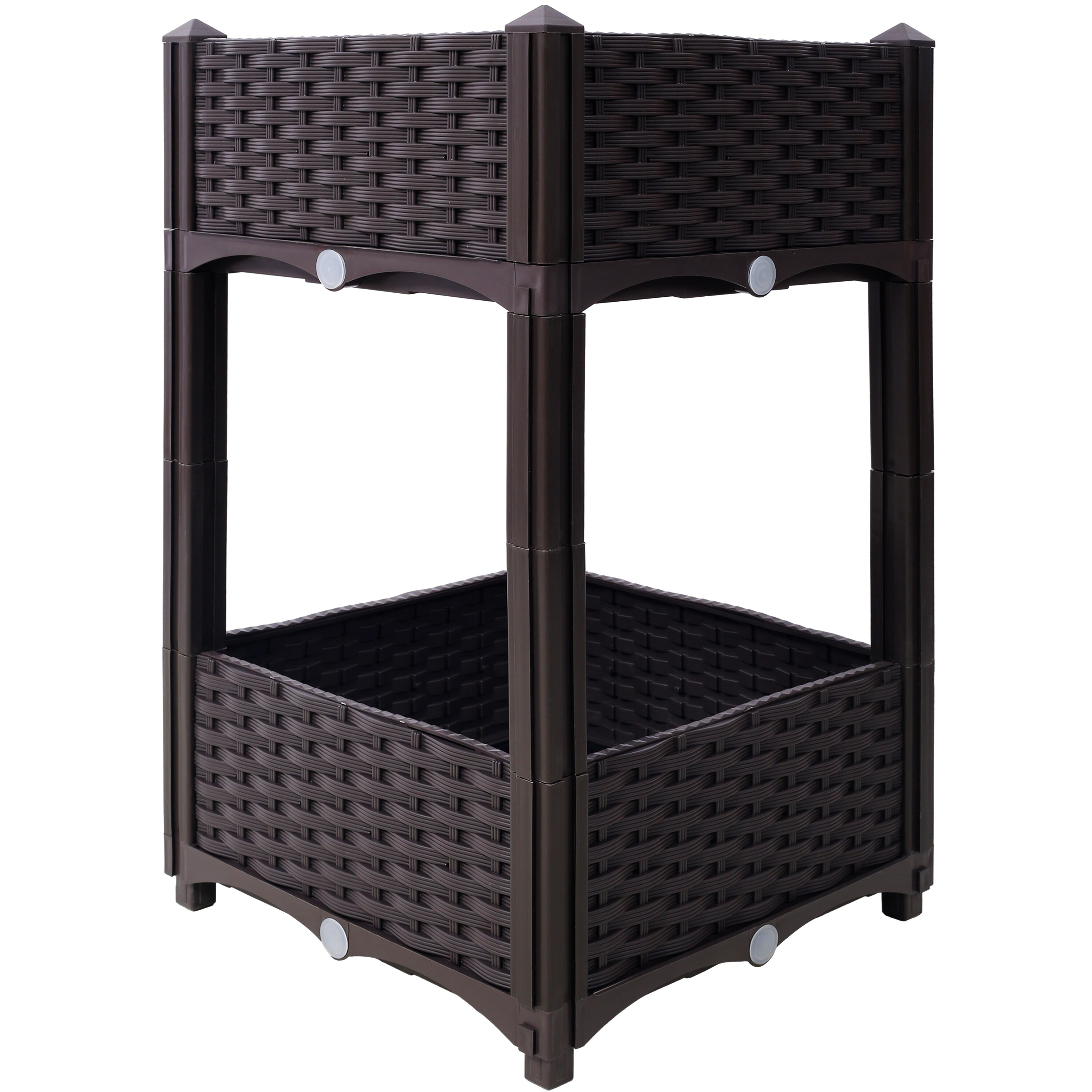 Tatayosi 15.7 Inch Rattan Square Elevated Planter Box with Adjustable ...