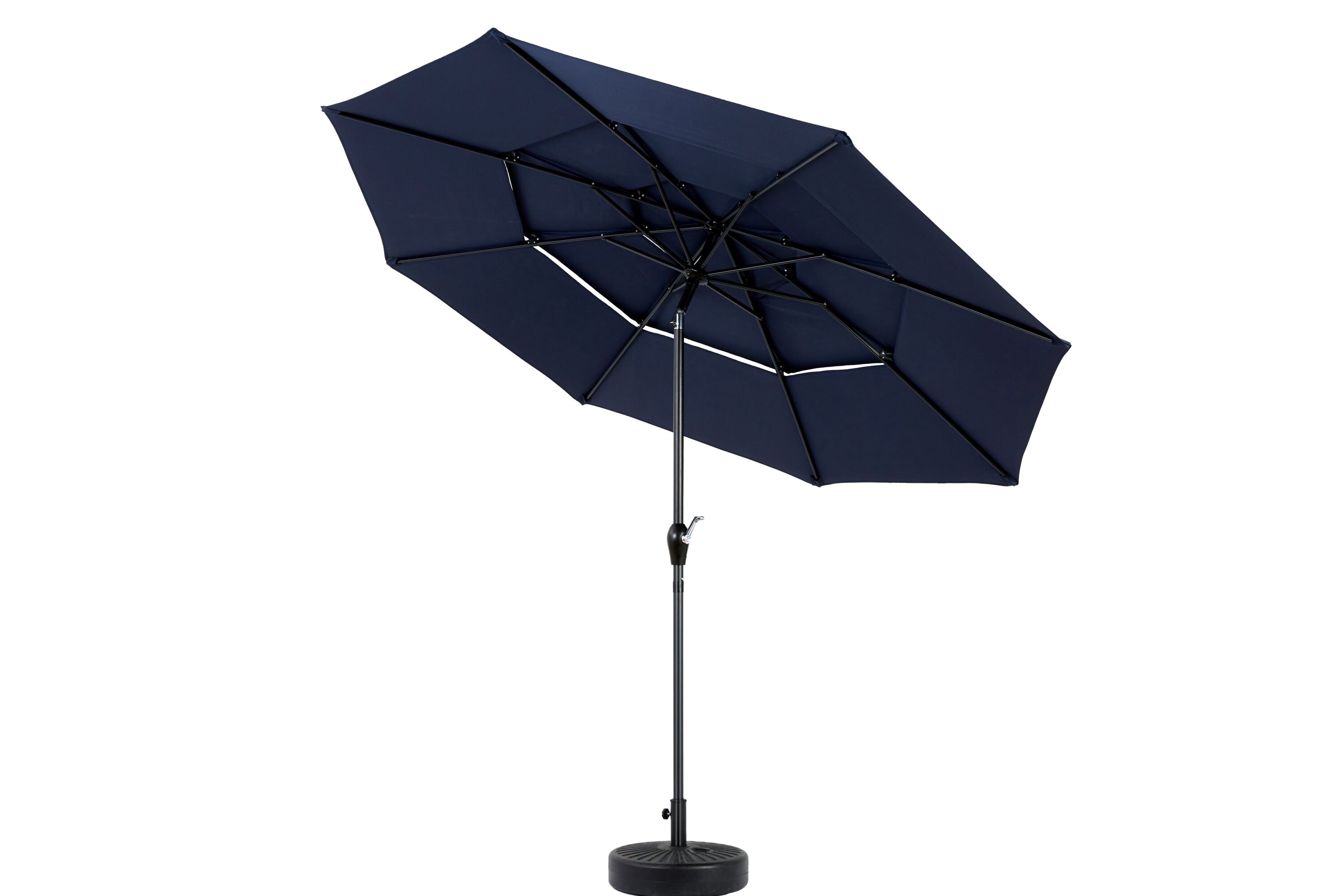 Rbied 8.2-ft Steel Blue Crank Half-round Patio Umbrella in the Patio ...