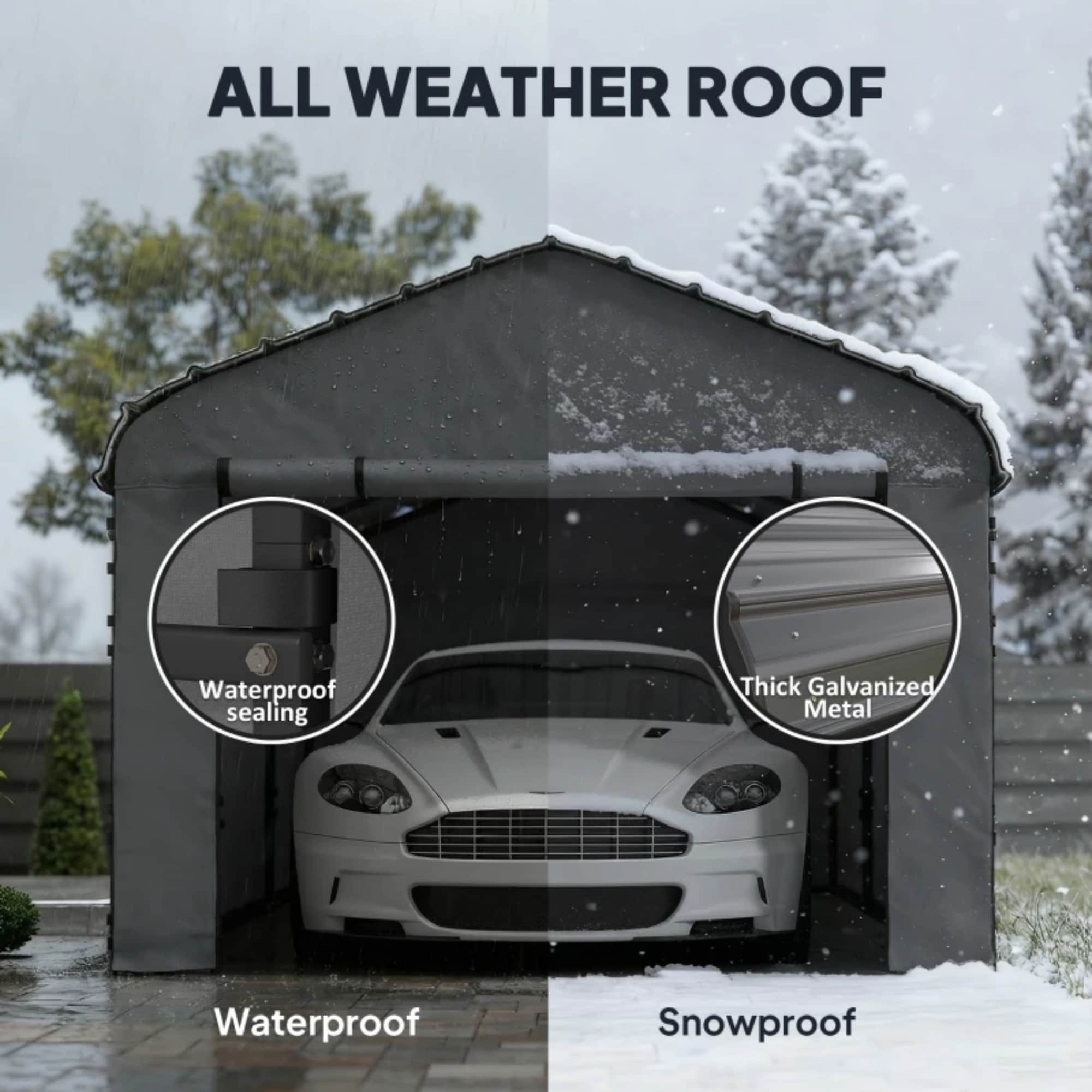 Wooakway Outdoor Heavy Duty Garage Car Canopy Metal Carport in the ...
