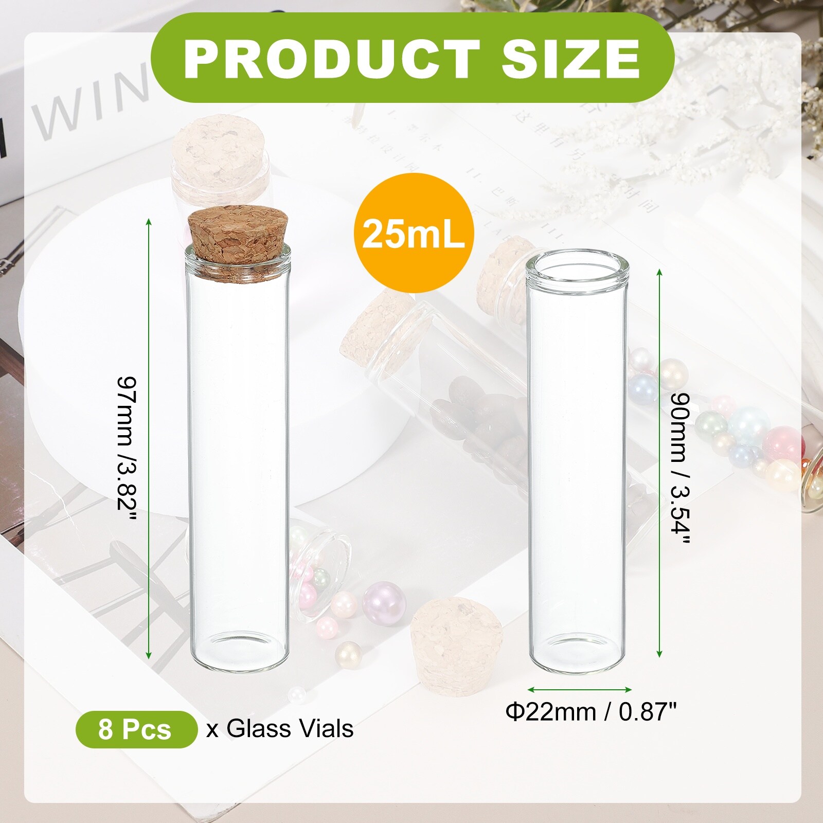 Unique Bargains 8pcs Mini Glass Bottles with Cork Stoppers 25ml Small ...