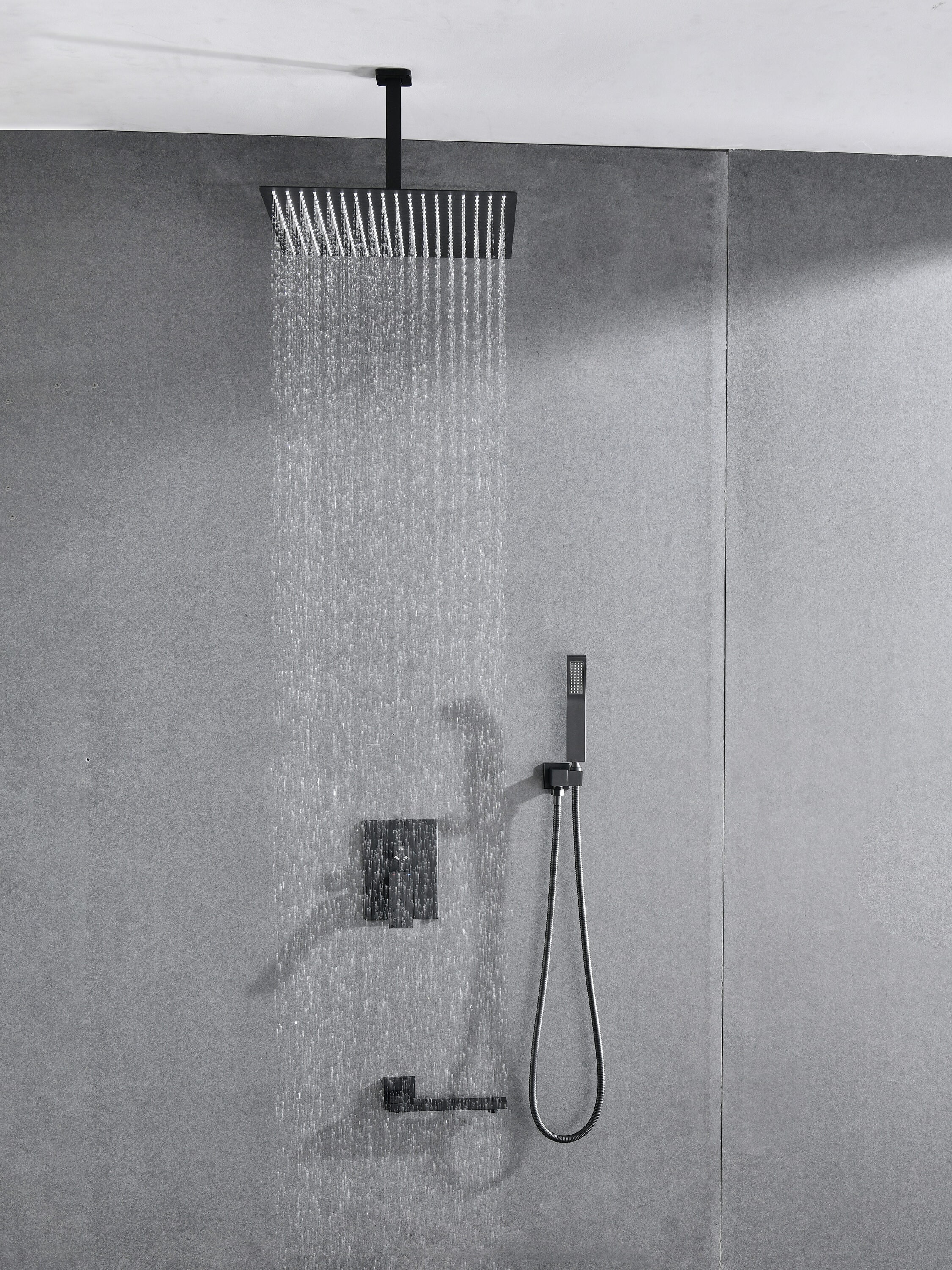 LUXEYARD Shower System 16 Inch Square Bathroom Luxury Rain Mixer Shower ...