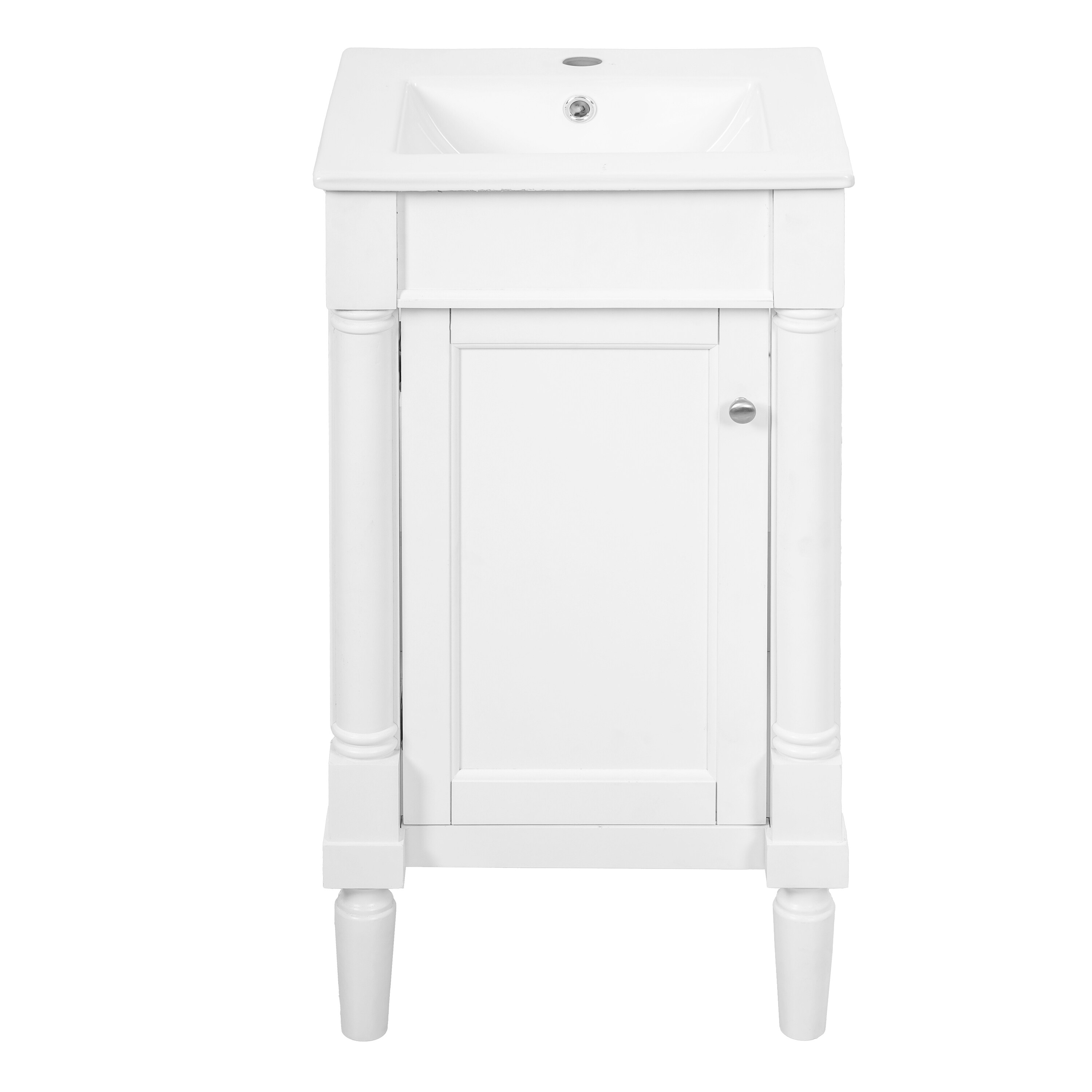 WOQWOQ 18in French Style Bathroom Cabinet Ceramic Sink Adjustable Shelf ...
