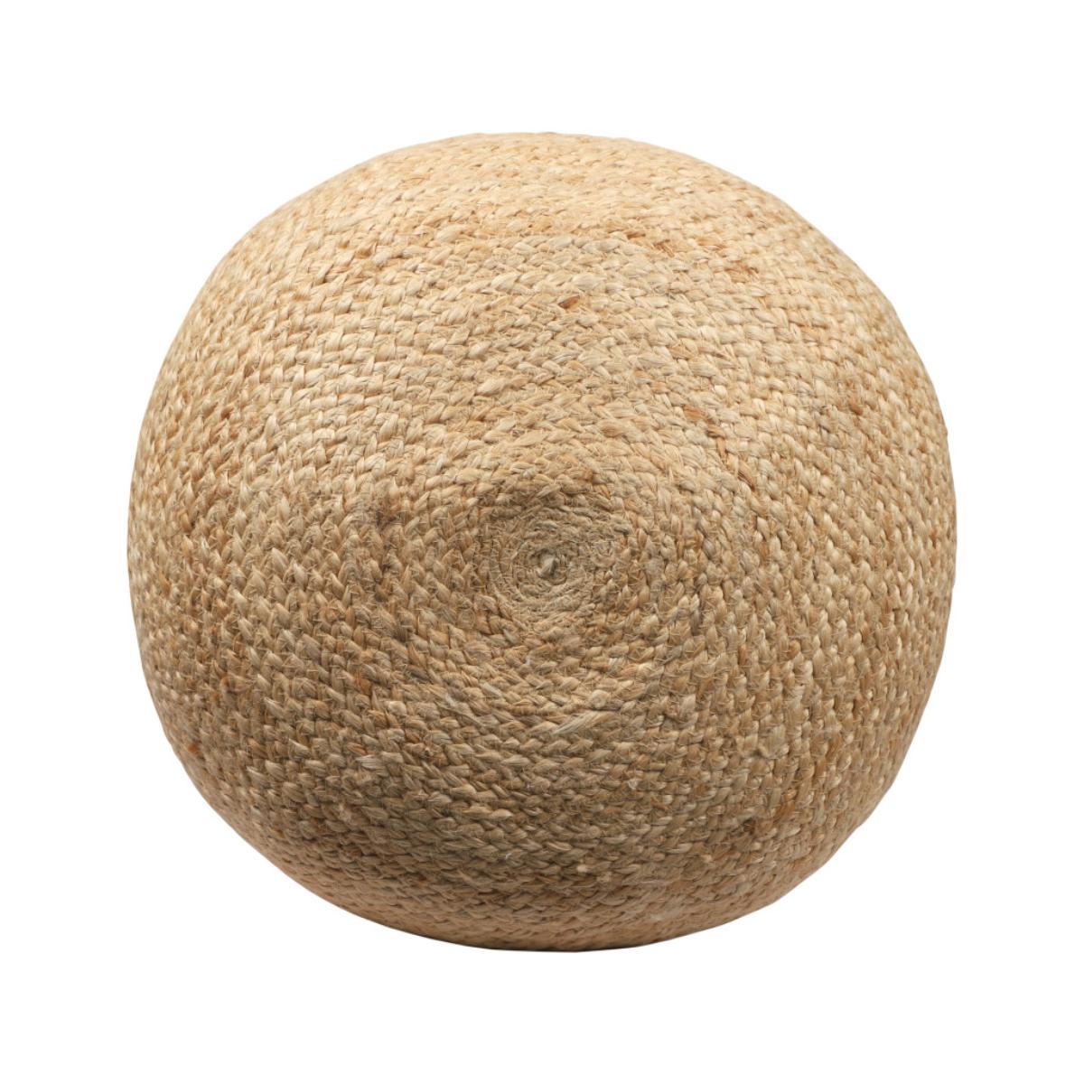 HomeRoots Modern Natural, Navy Blue Jute Pouf Ottoman in the Ottomans ...