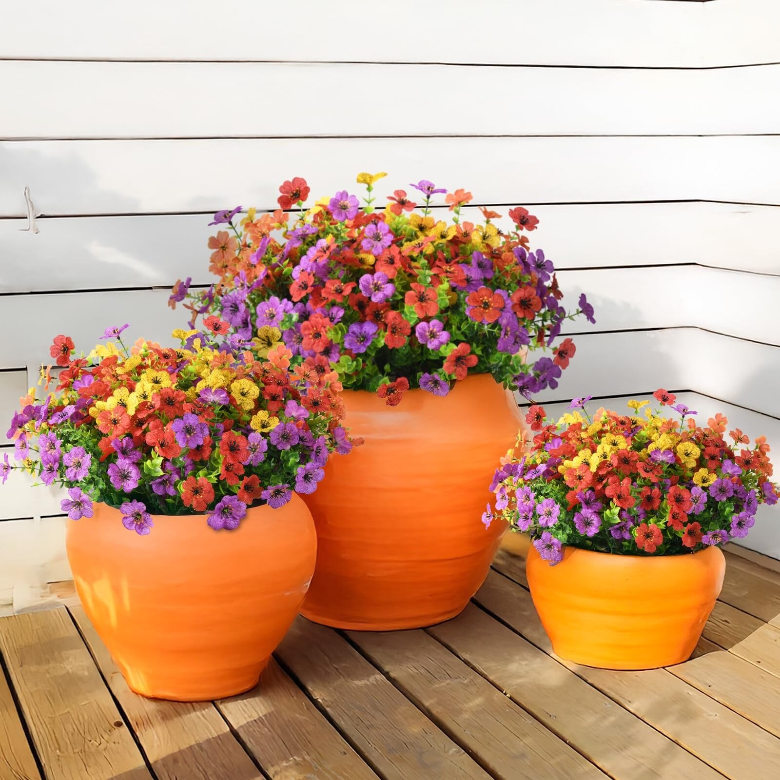 Afoxsos 12 Pack Artificial Daisy Flowers UV Resistant Faux Plants for ...