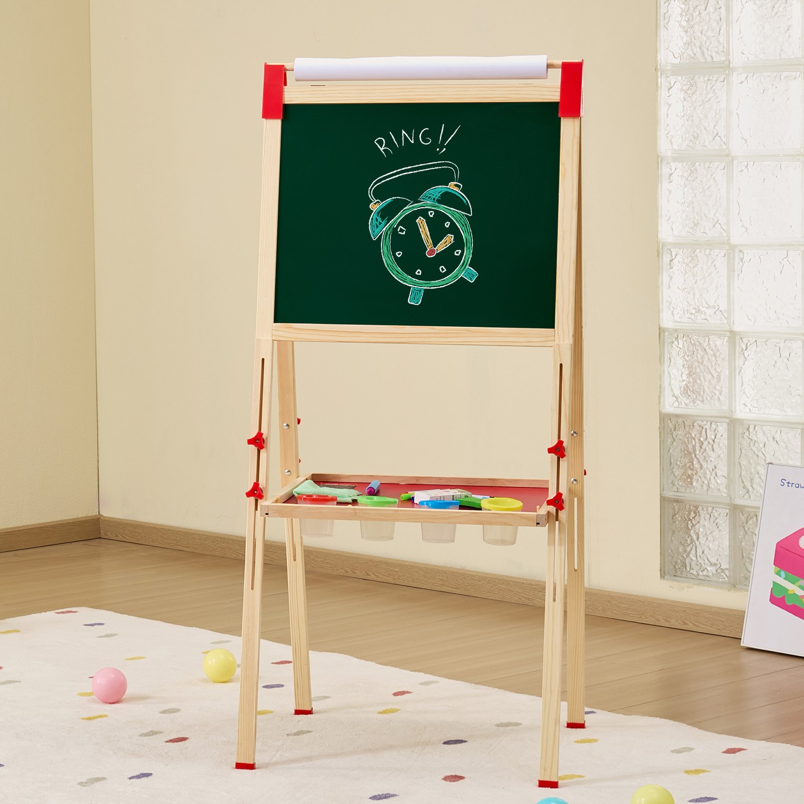 SUGIFT Kids Art Easel with Adjustable Height Double Sided Magnetic ...