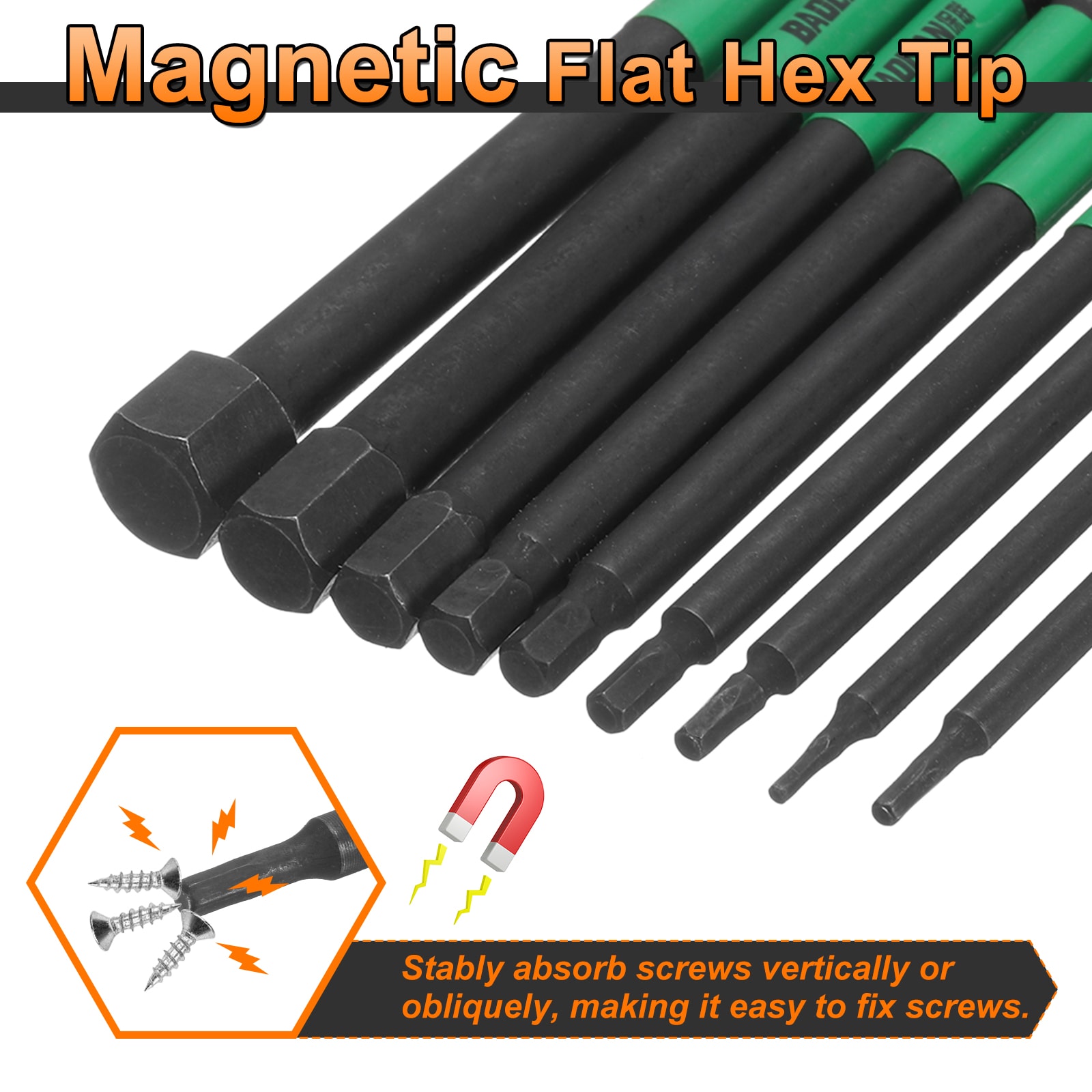 Harfington H5 Flat Hex Head Screwdriver Bit 5mm Metric Tip 1/4inch Hex ...