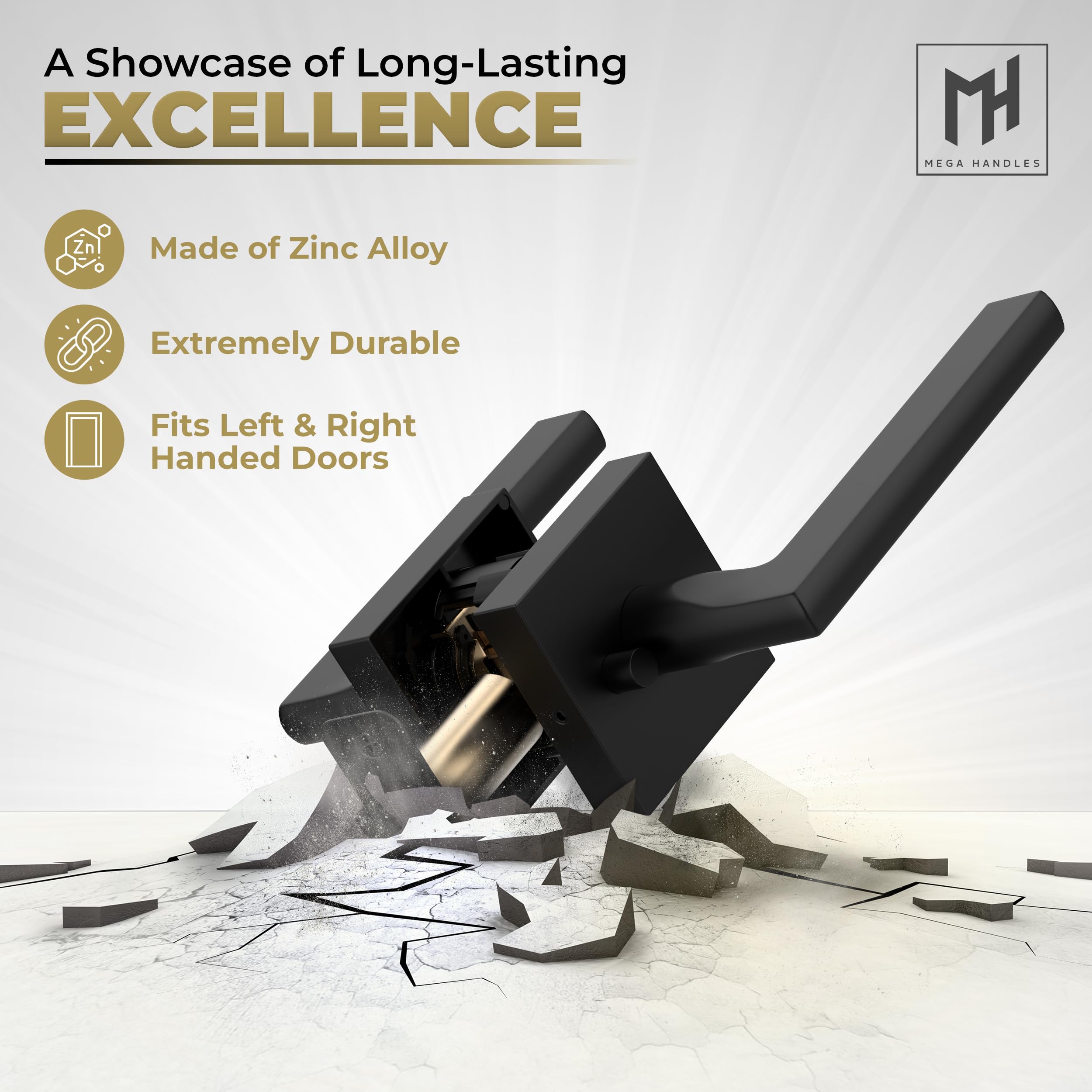 Mega Handles Prime Privacy Lever Door Handle for Hallway - Closet and ...