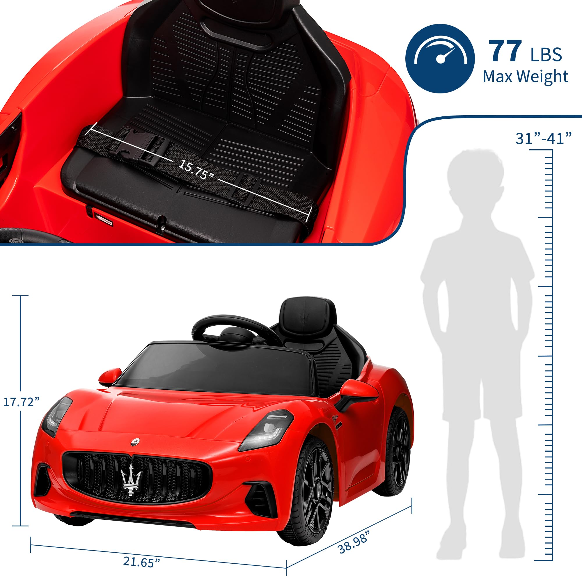 Garvee 12V Licensed Maserati GranCabrio Kids Ride On Car/ Electric Toy ...