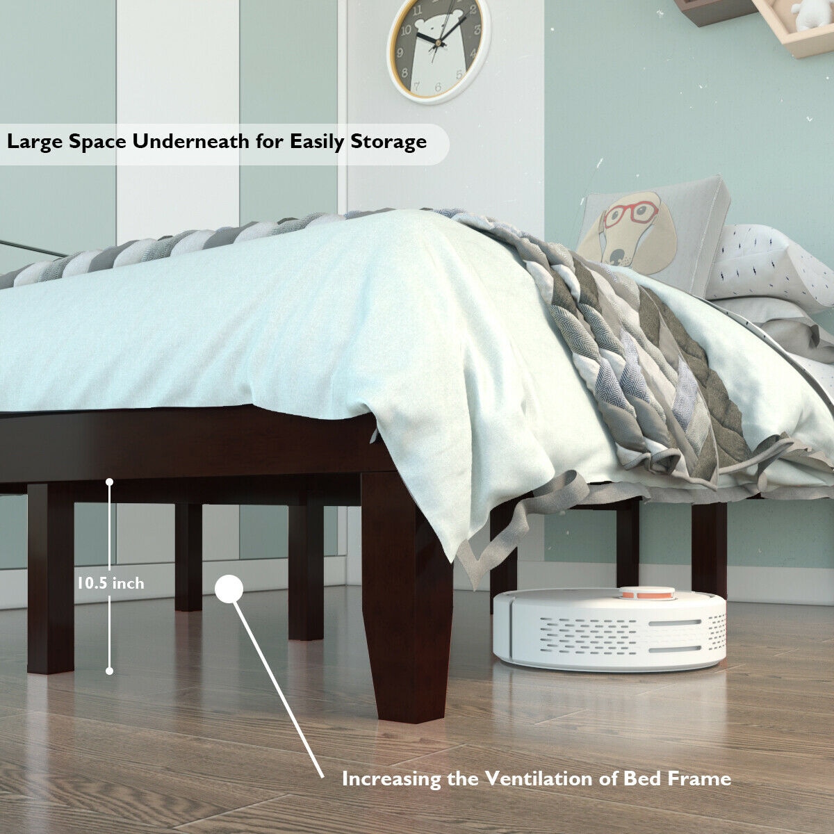Ayelon Full Brown Wood Bed Frame in the Beds department at Lowes.com