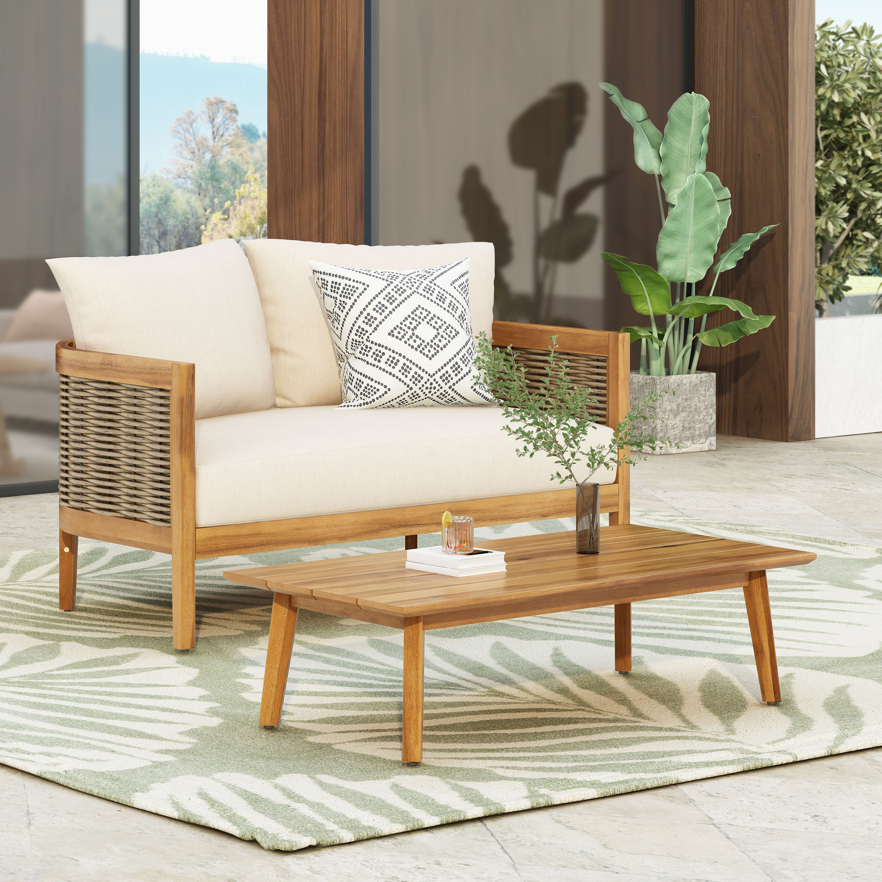ModernLuxe Assembly Required 2 Person Outdoor Seating Group with ...