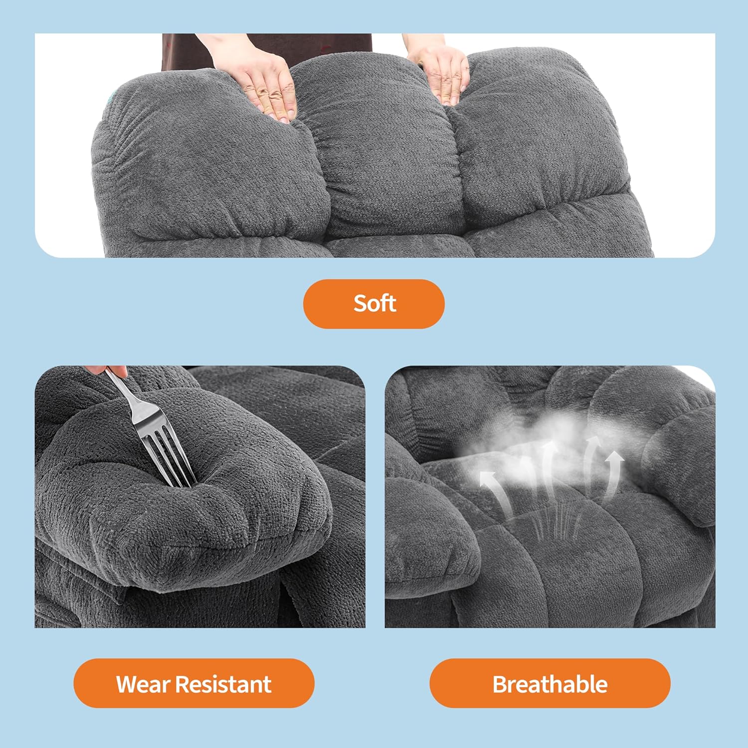Garvee Timeless Manual Recliner - Ergonomic / Overstuffed / Breathable ...