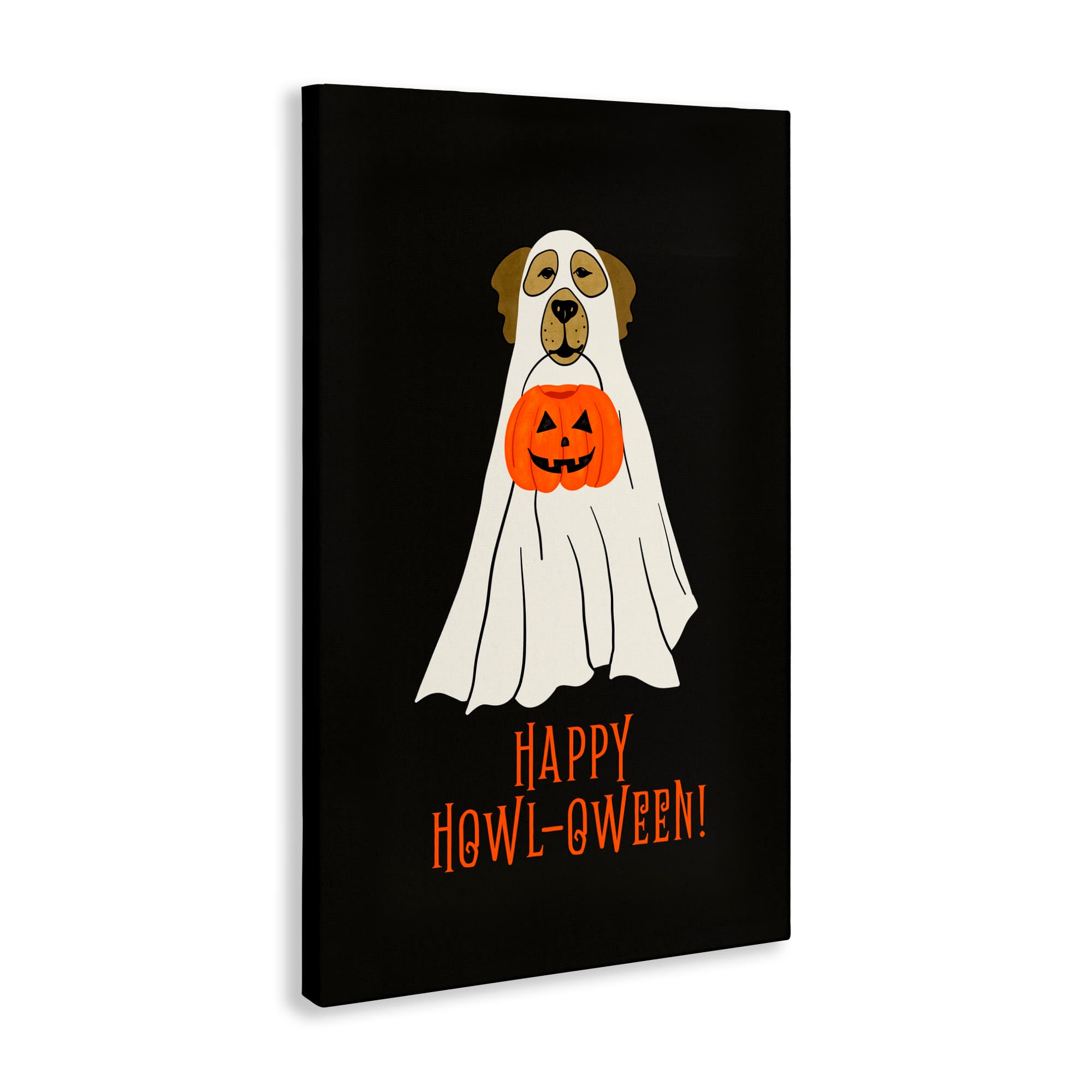 Stupell Industries Happy Howl-oween Ghost Dog Canvas Art 16 x 24 in the ...