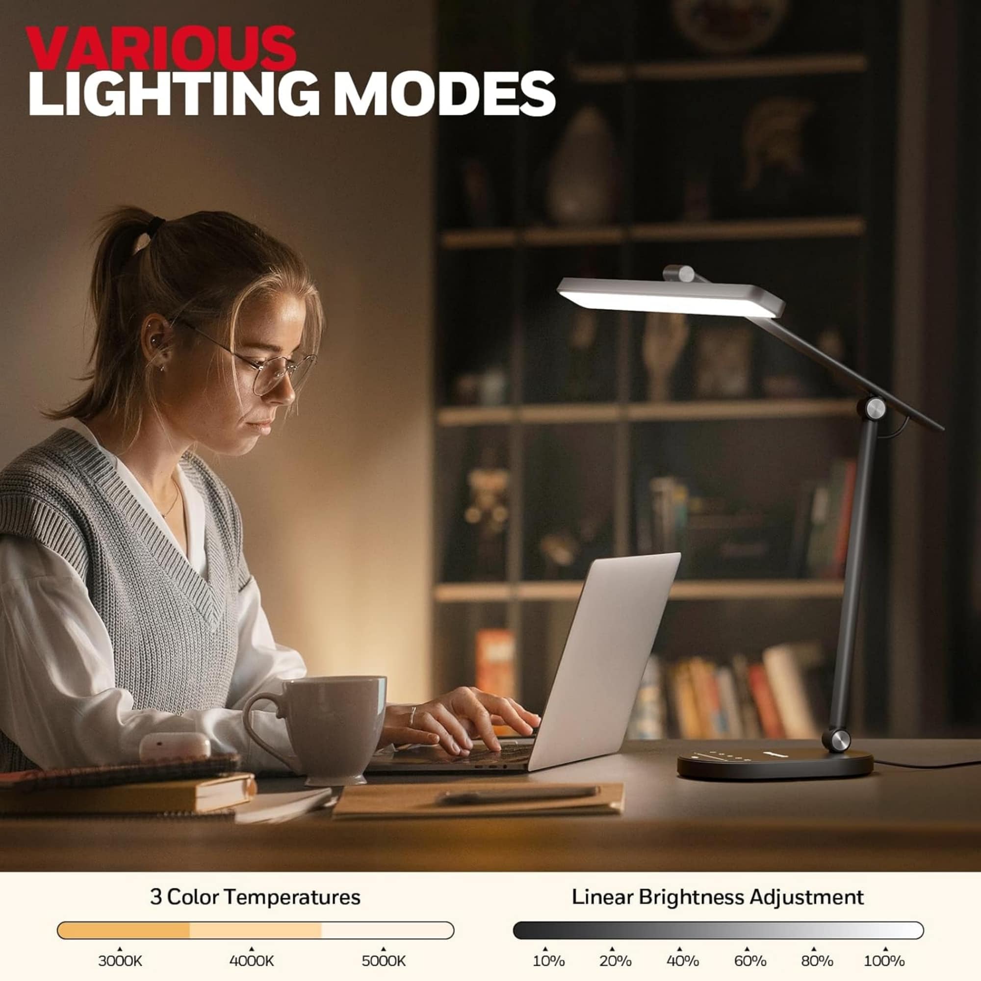 Honeywell H4 Desk Lamp for Home Office Eye Caring LED Desk Light in the ...