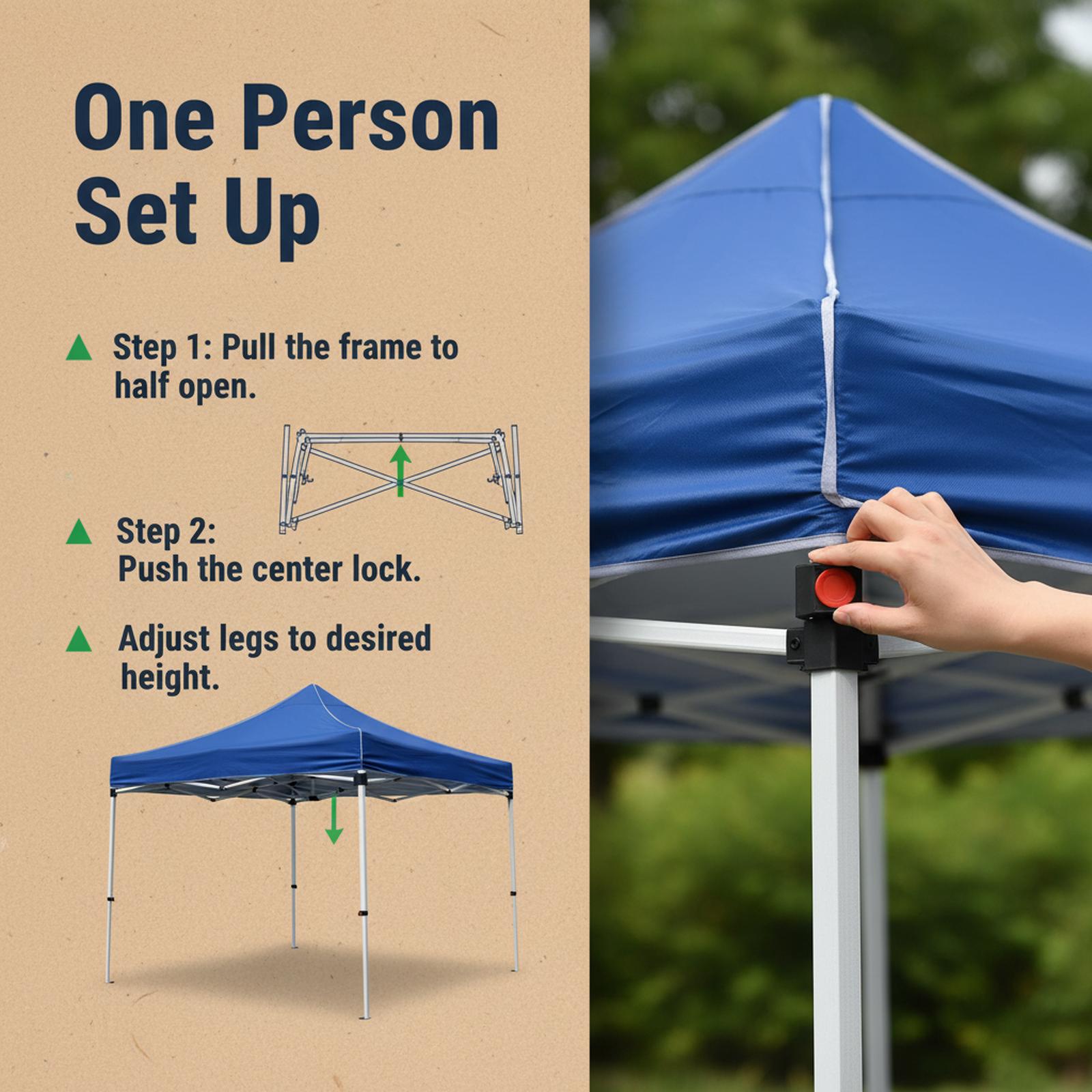 Baginizer 10x10 Pop Up Tent Instant Setup Portable Carry Bag Sandbags ...