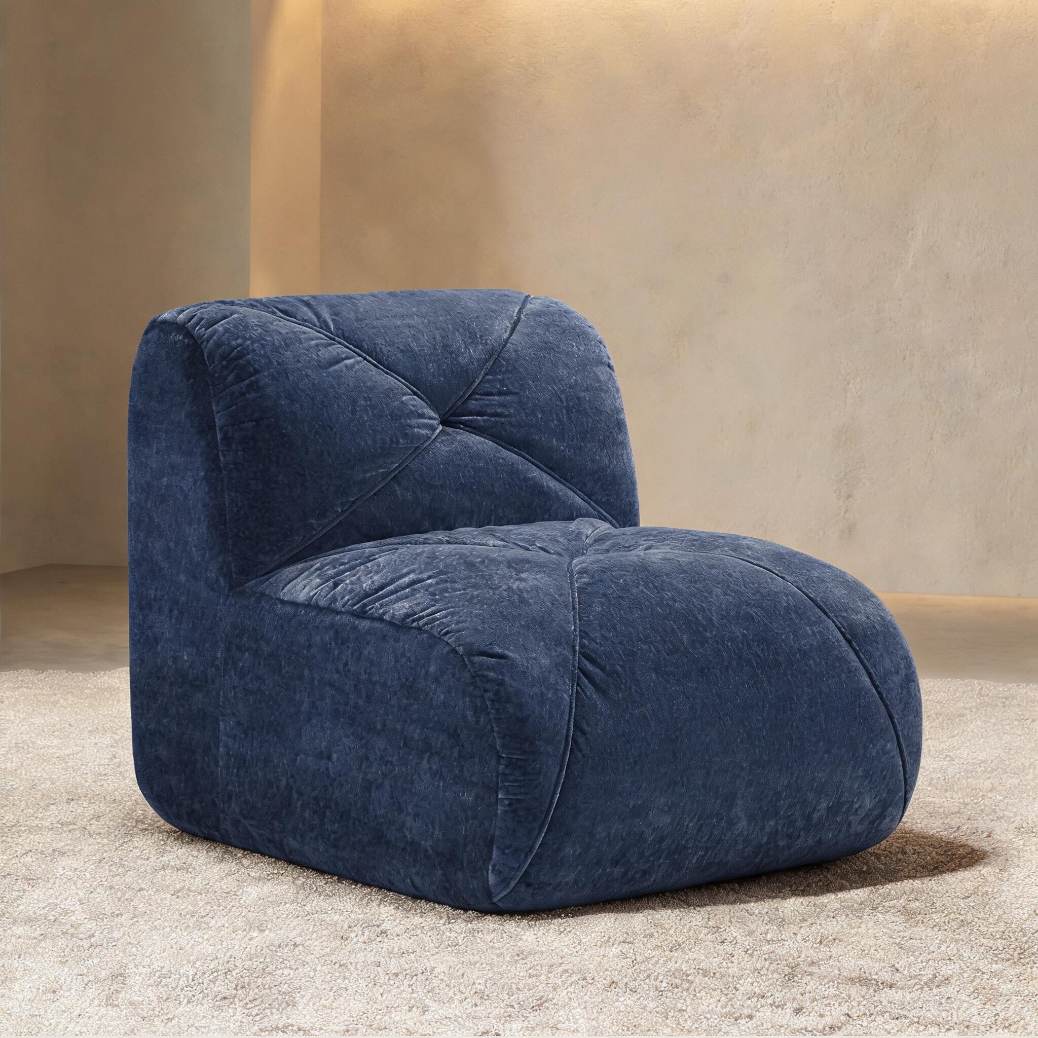 Naturefalls Living Room Modular Armless Sofa in Deep Blue Velvet with ...