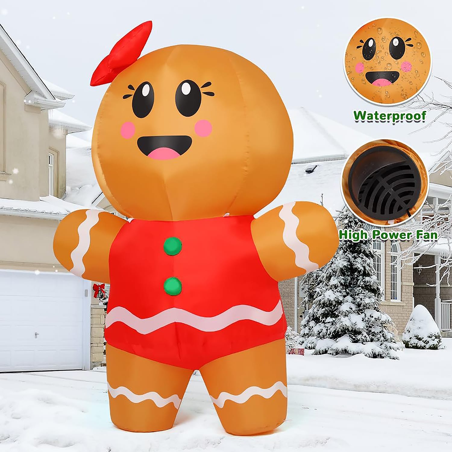 GOOSH 6.2-ft Lighted Gingerbread Christmas Inflatable DJ-SD-27362 at ...