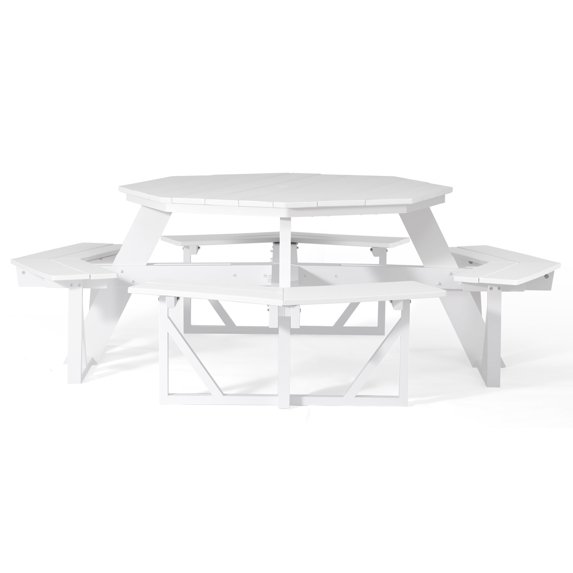 Costaelm Macon 48 Inch Outdoor HDPE 8 Person Octagon Backyard Patio ...